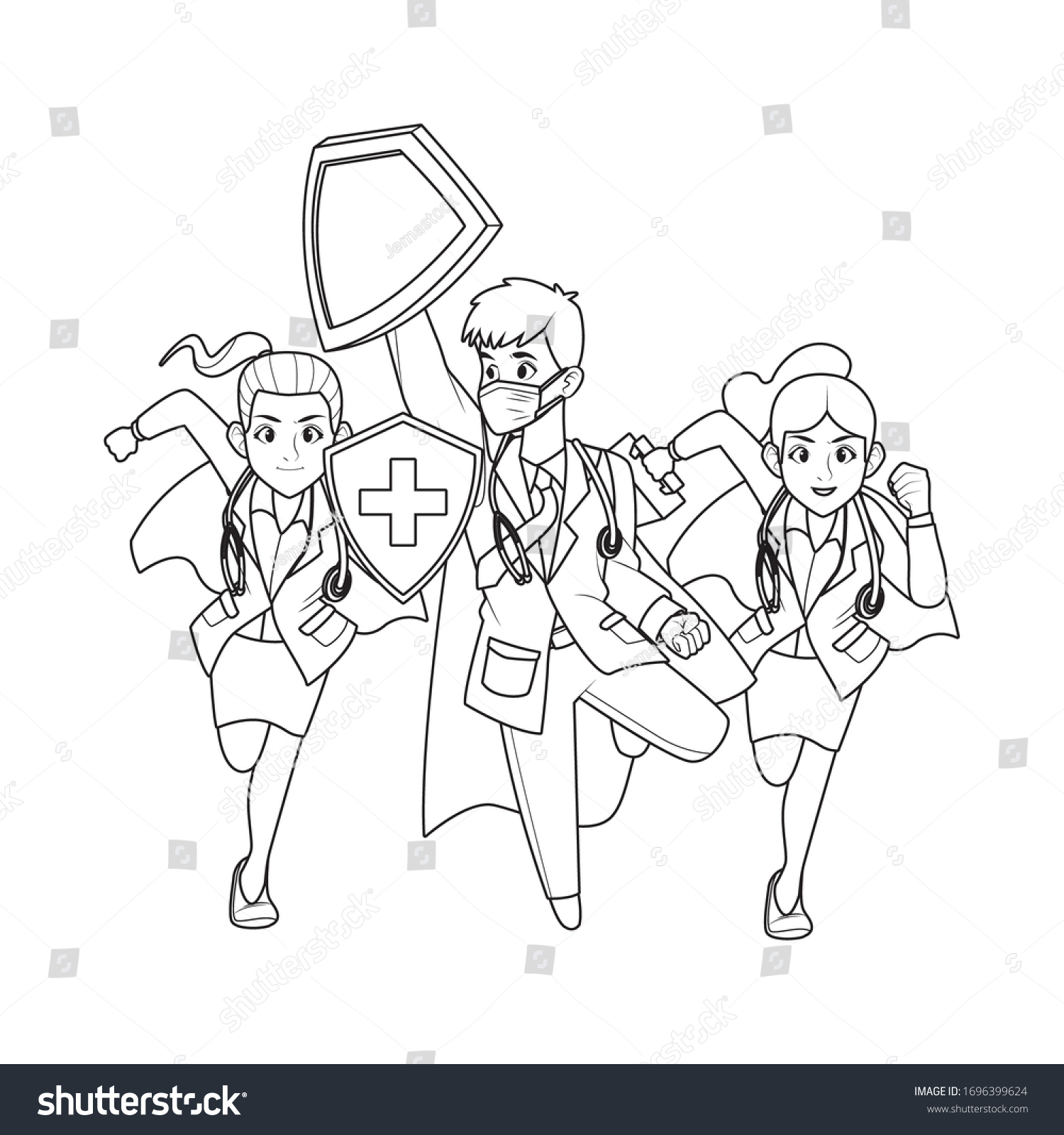 Super Doctors Staff Comic Characters Vector Stock Vector (Royalty Free ...