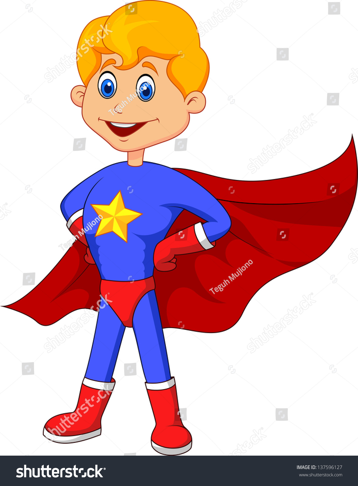 Super Hero Boy Cartoon Posing Stock Vector (Royalty Free) 137596127