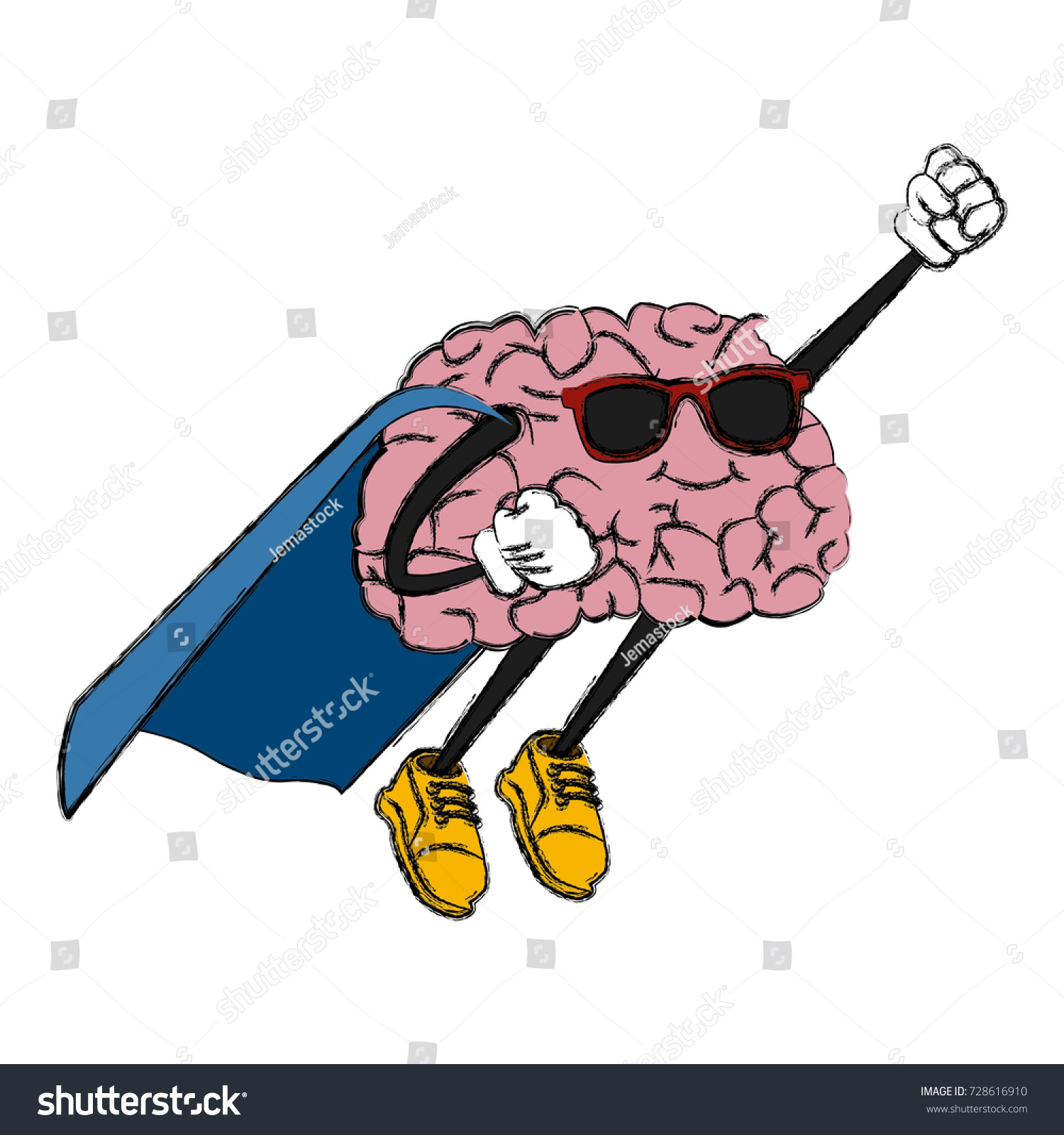 Super Hero Brain Cartoon Stock Vector (Royalty Free) 728616910