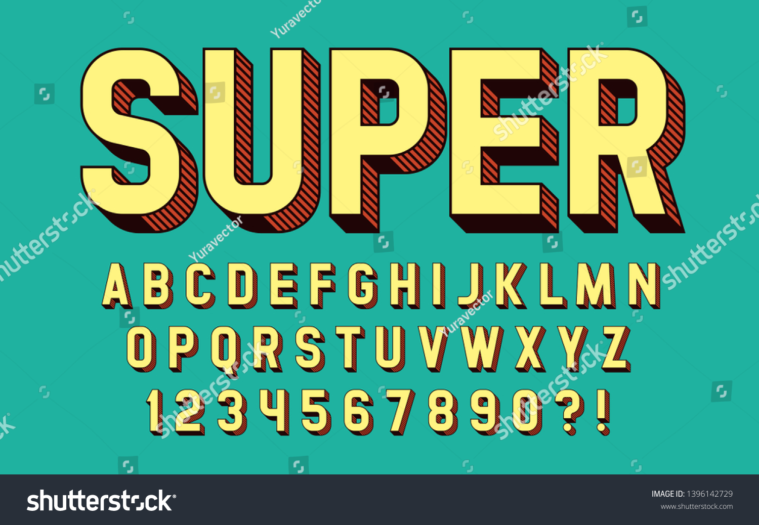 슈퍼 히어로 글꼴 3d 효과 디자인 스톡 벡터로열티 프리 1396142729 Shutterstock
