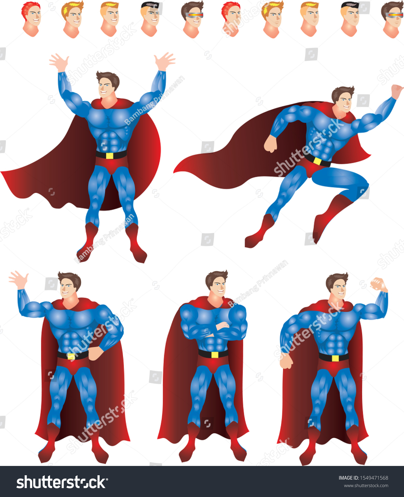 Super Hero Template Various Pose Set Stock Vector (Royalty Free ...
