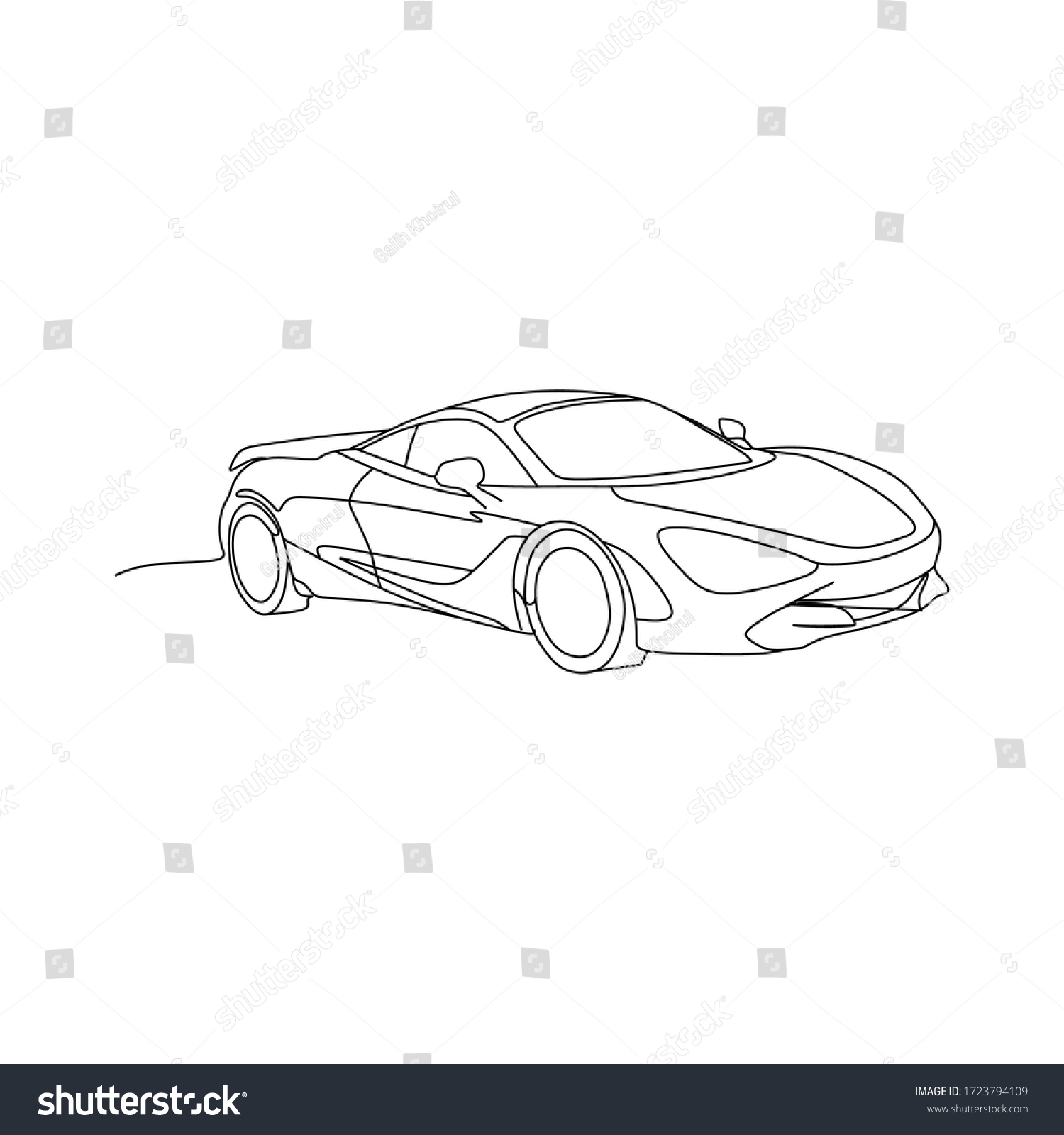Supercar Continuous Line Art Design Vector 스톡 벡터(로열티 프리) 1723794109