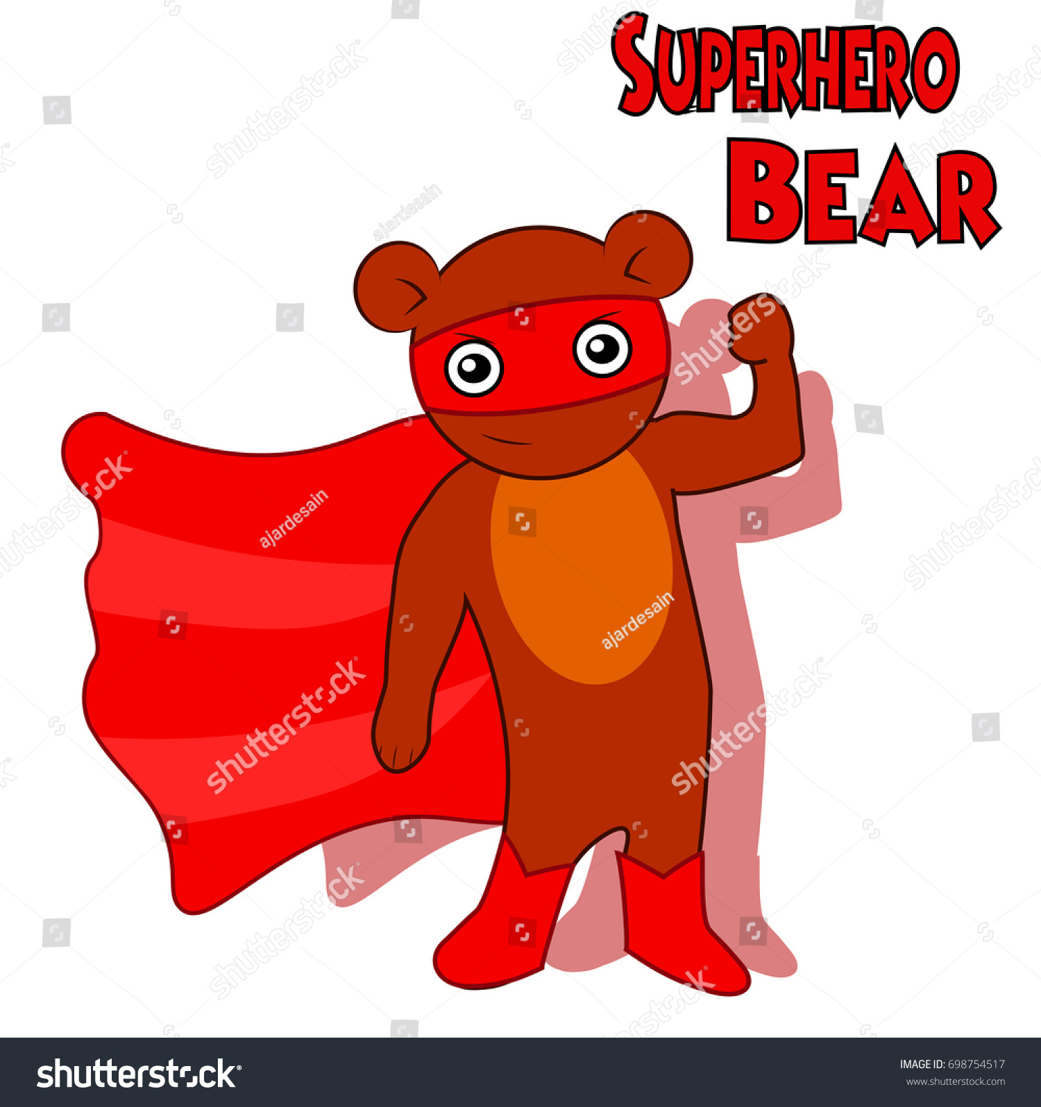 Superhero Bear Vector Cartoon Illustration: vector de stock (libre de ...