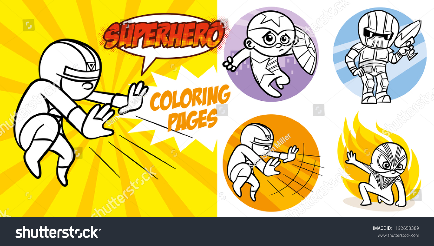 Superhero Coloring Book Comic Character Vector Stock Vector (Royalty ...