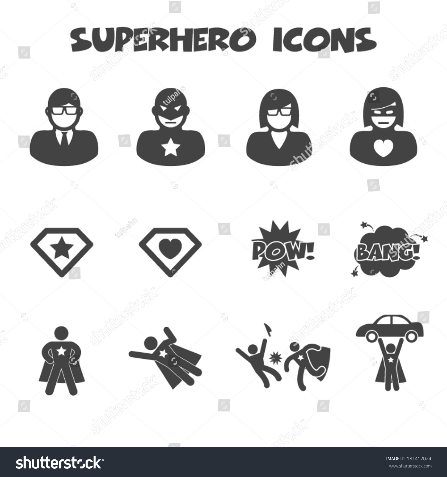 Superhero Icons Mono Vector Symbols Stock Vector (Royalty Free ... Superhero Icons Mono Vector Symbols Stock Vector (Royalty Free ...