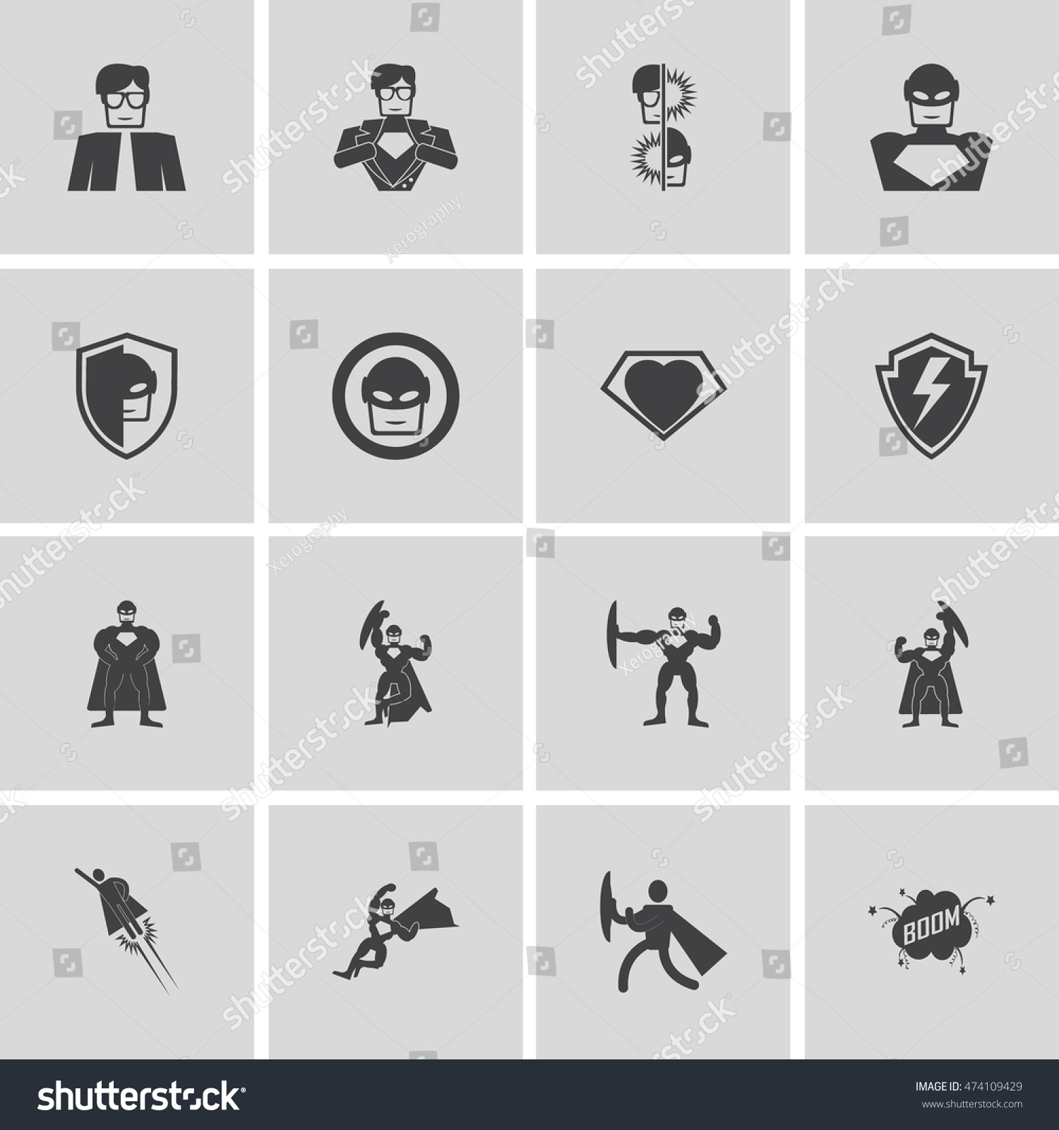 Superhero Icons Vector Stock Vector 474109429 - Shutterstock