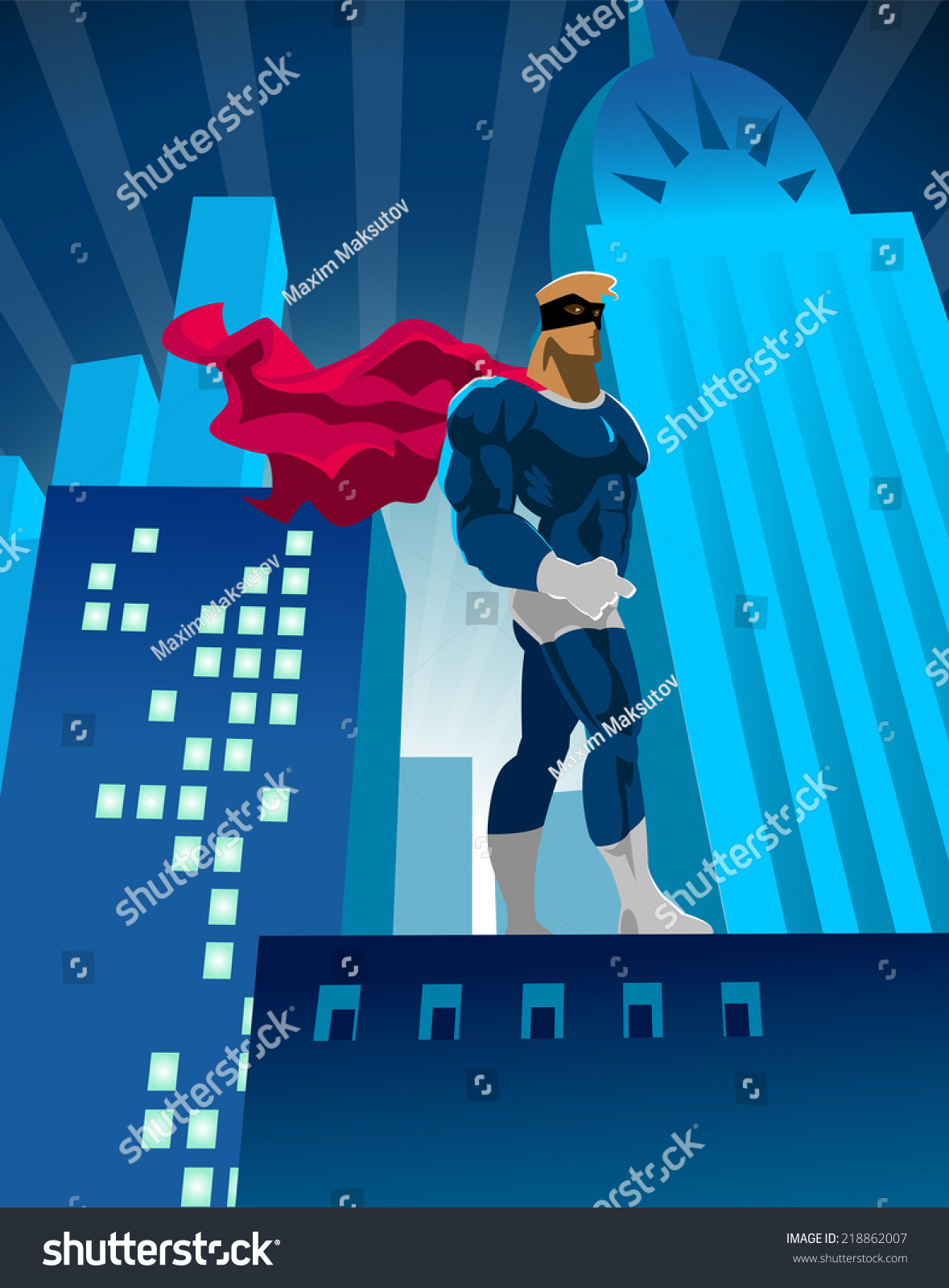 Superhero On Urban Background Stock Vector (Royalty Free) 218862007