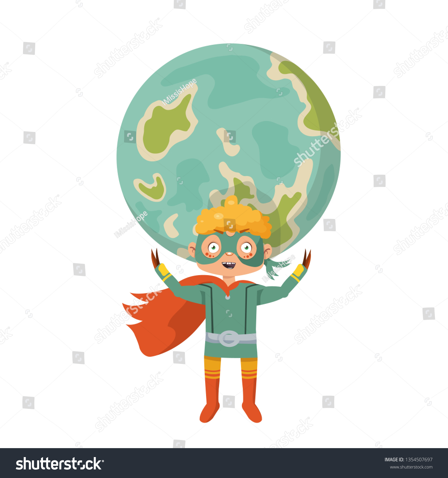 Superhero Planet Earth Stock Vector (Royalty Free) 1354507697
