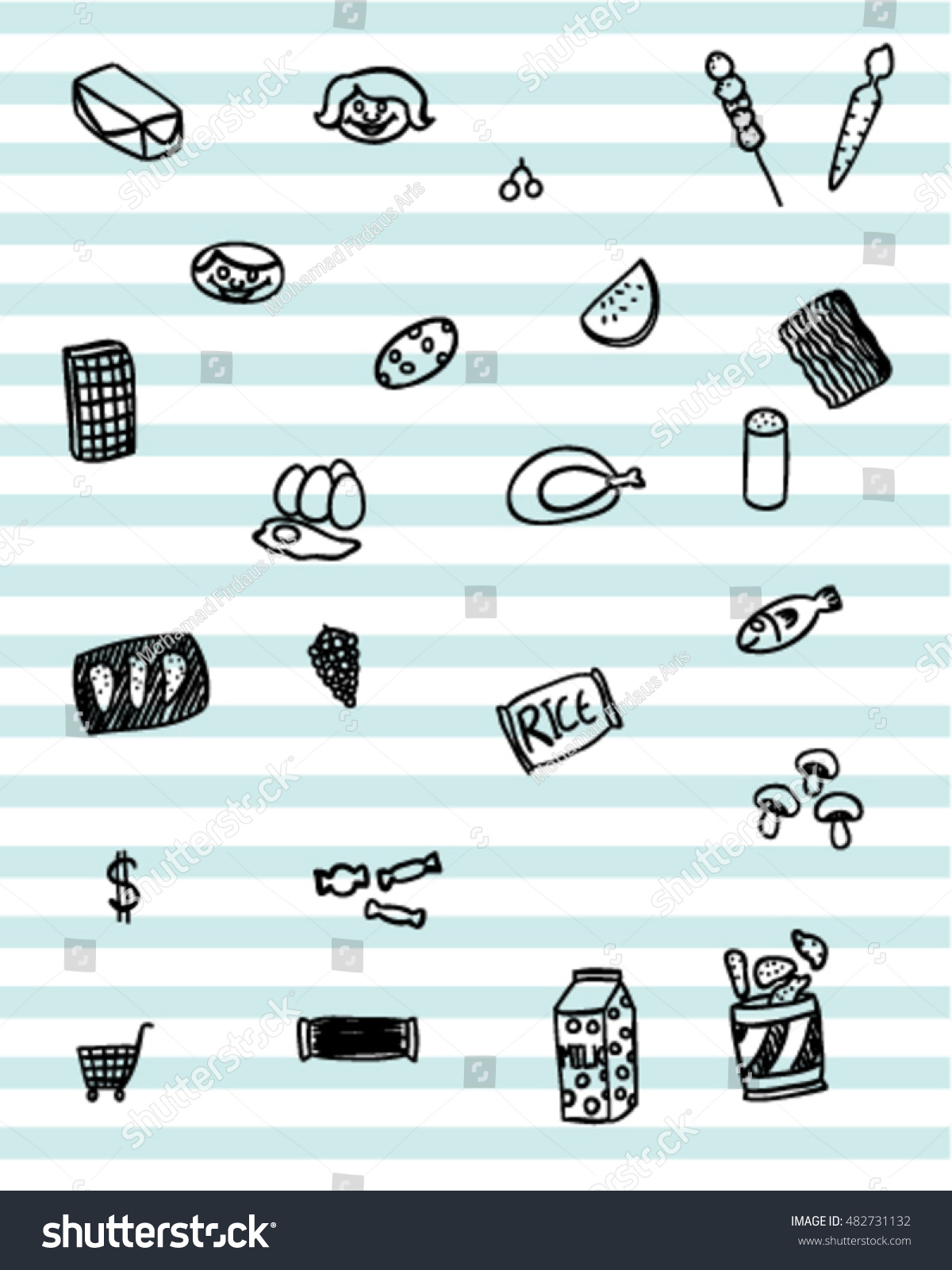 Supermarket Doodle Vector Art Stock Vector (Royalty Free) 482731132