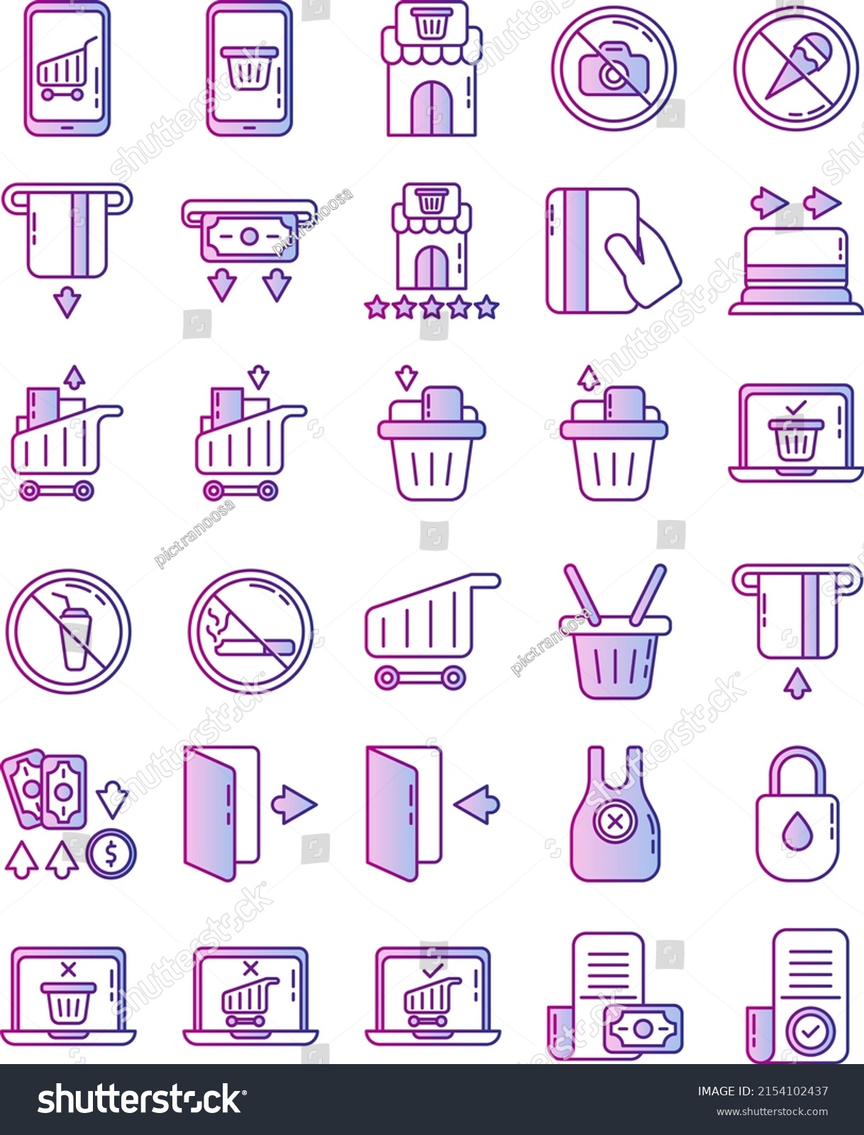 Supermarket Icon Set On Transparent Background Stock Vector (Royalty ...