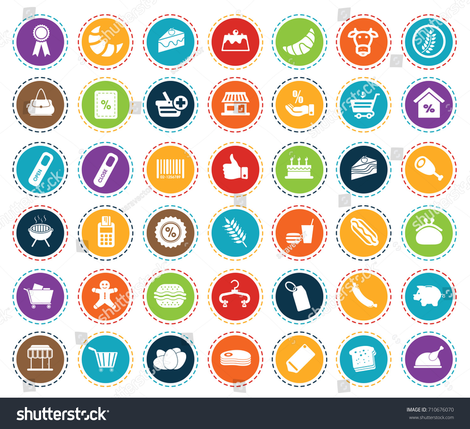 iconos de supermercados: vector de stock (libre de regalías) 710676070 ...