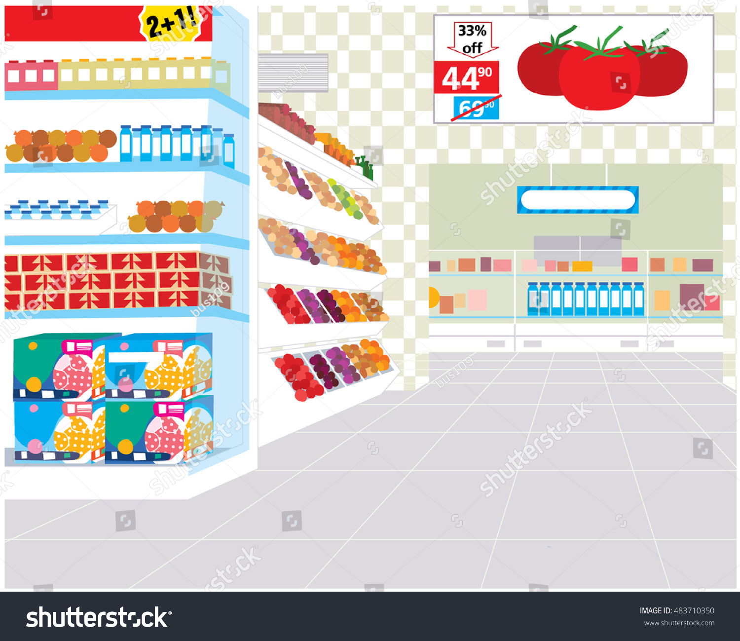 Supermarket Interior Vector Illustration Stock Vector (Royalty Free ...