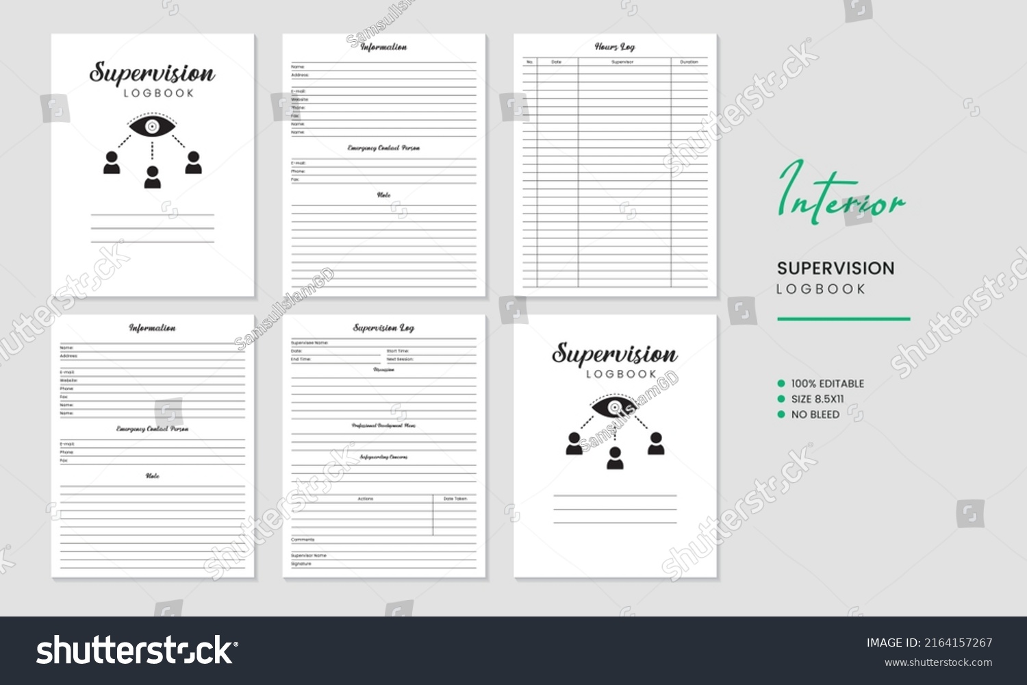 Supervision Logbook Interior Template Design Stock Vector (Royalty Free ...