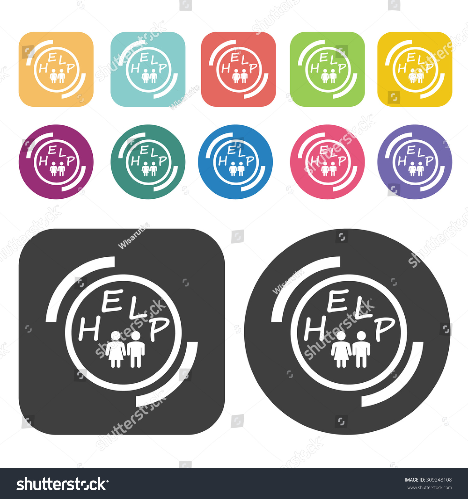 Support Circle Icons Set Vector Illustration Stock Vector (Royalty Free ...