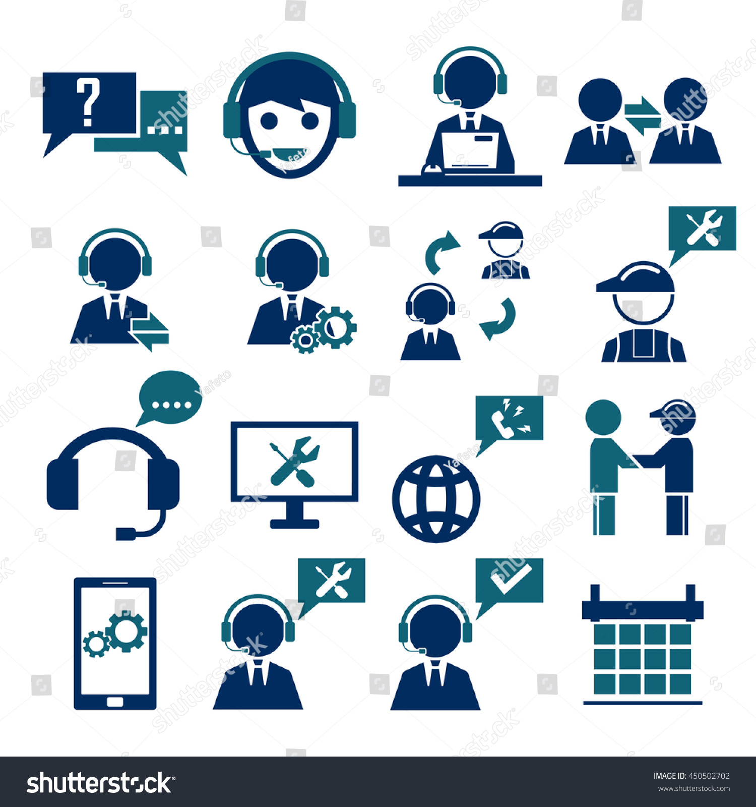 Support Service Icon Set Stock Vector (Royalty Free) 450502702 ...