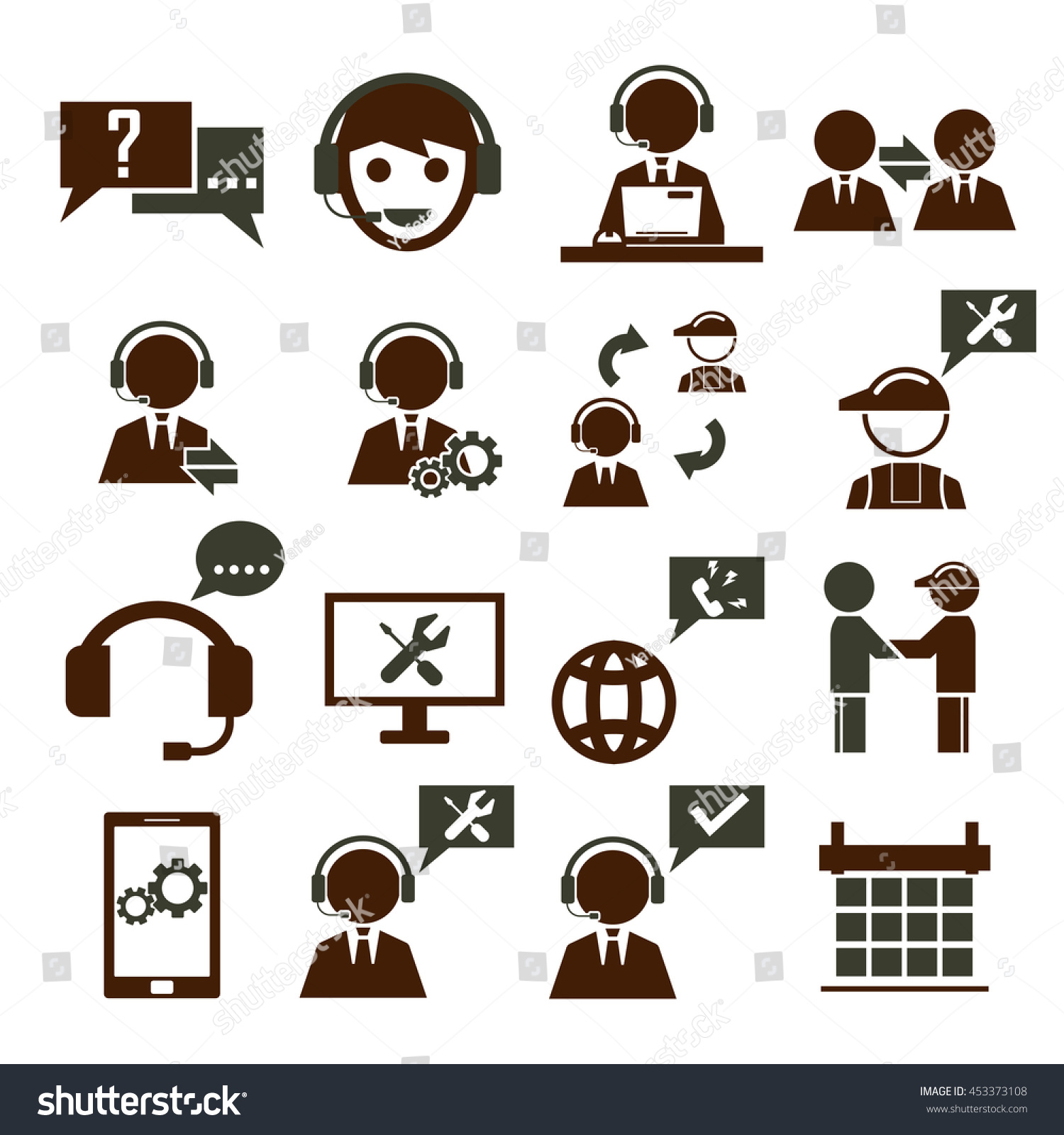 Support Service Icon Set Stock Vector (Royalty Free) 453373108 ...