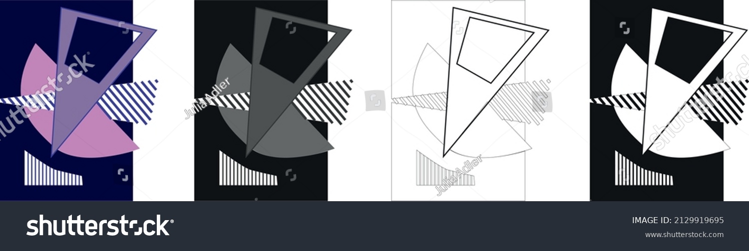 Suprematic Vector Geometry Monochrome Composition 9 Stock Vector ...
