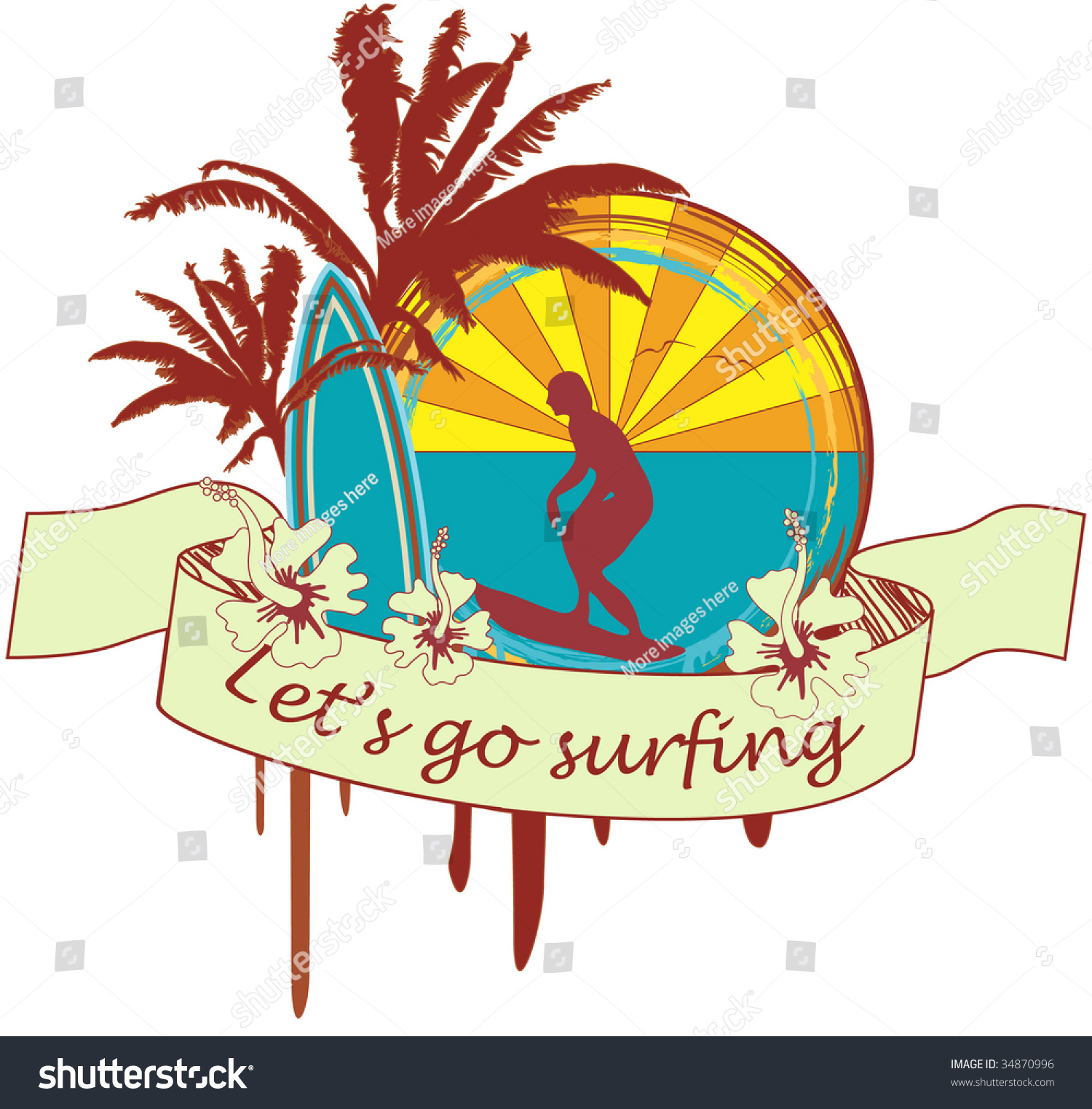 Surf Emblem Vector Easy Edit Objects Stock Vector (Royalty Free ...