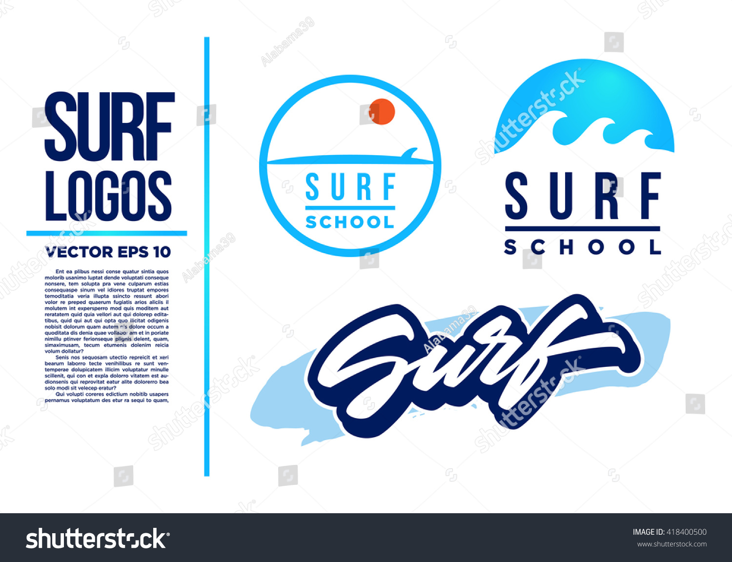 Surf Logo Wave Vector Illustration Blue 库存矢量图（免版税）418400500 | Shutterstock