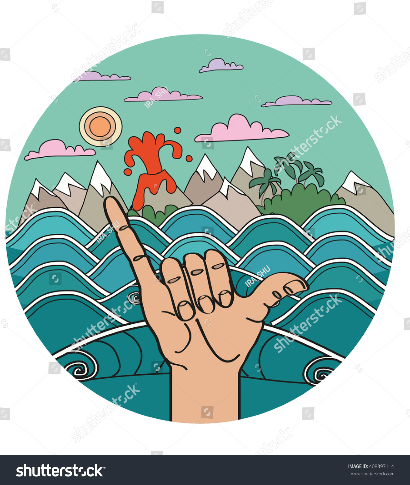 Surf Symbol Ocean Vector Illustration Stock Vector (Royalty Free) 408397114