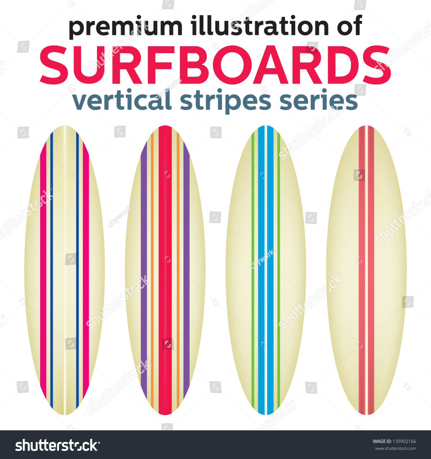 Surfboards Design Vertical Stripes Stock Vector 139902166 - Shutterstock