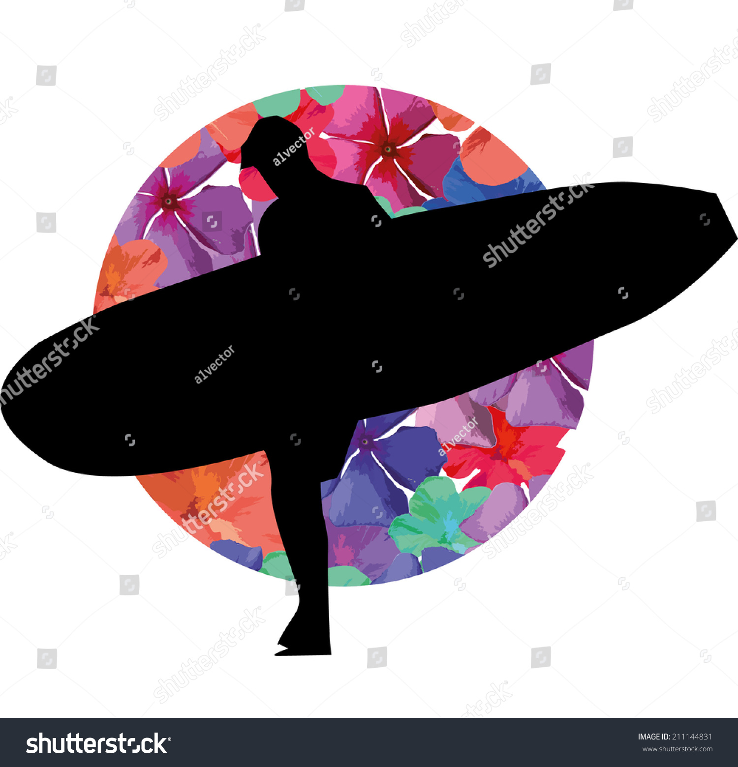 Surfer Flower Vector Art Stock Vector (Royalty Free) 211144831 ...