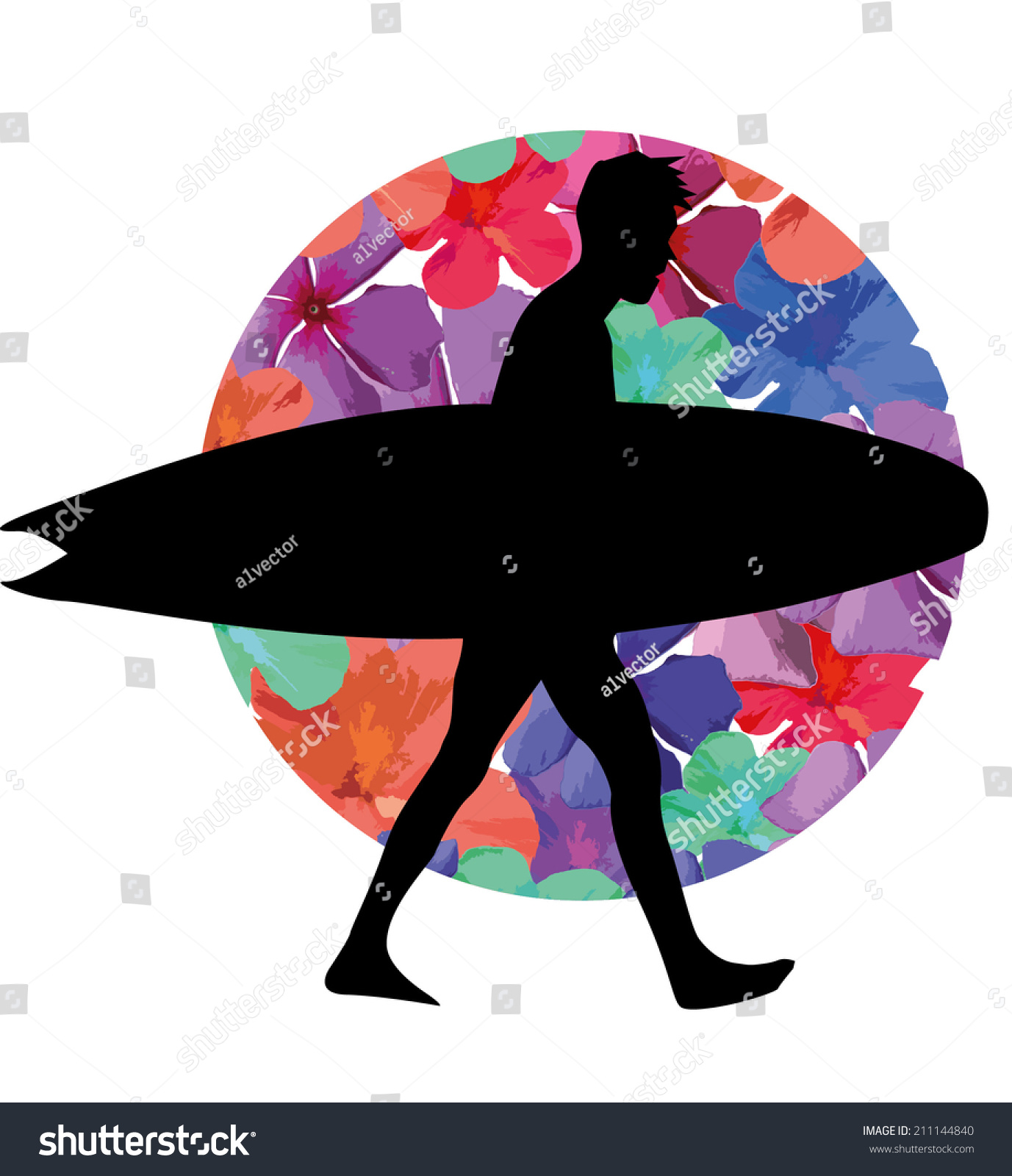 Surfer Flower Vector Art Stock Vector (Royalty Free) 211144840