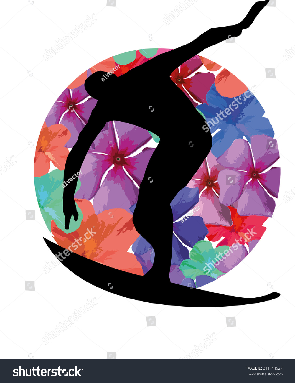 Surfer Flower Vector Art Stock Vector (Royalty Free) 211144927 ...