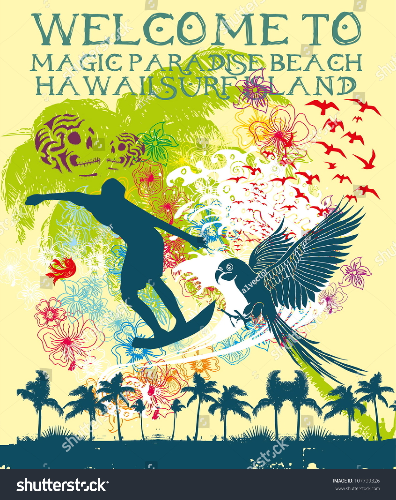 Surfer Graphic Design Stock Vector 107799326 - Shutterstock