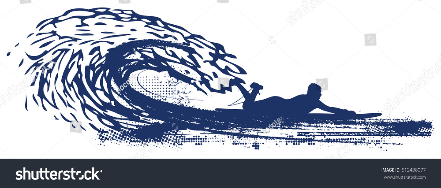 Surfer Riding Pipeline Wave Stock Vector (Royalty Free) 512438077 ...