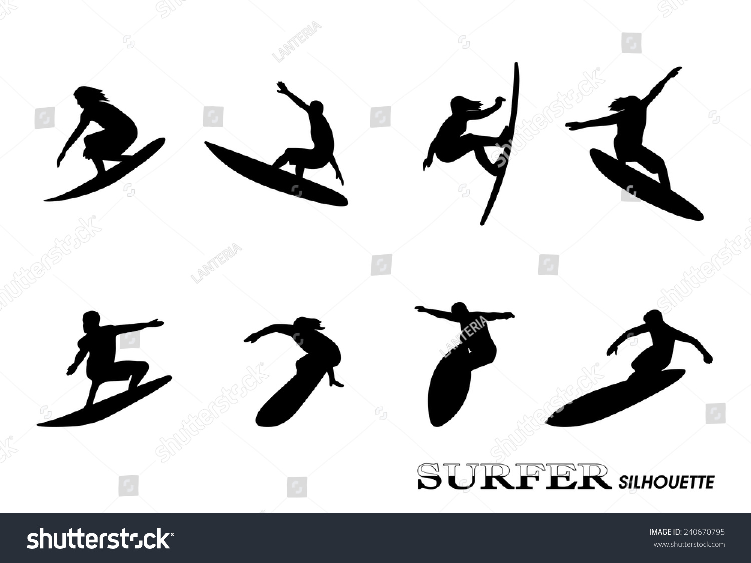 Surfer Silhouette Stock Vector (Royalty Free) 240670795 - Shutterstock
