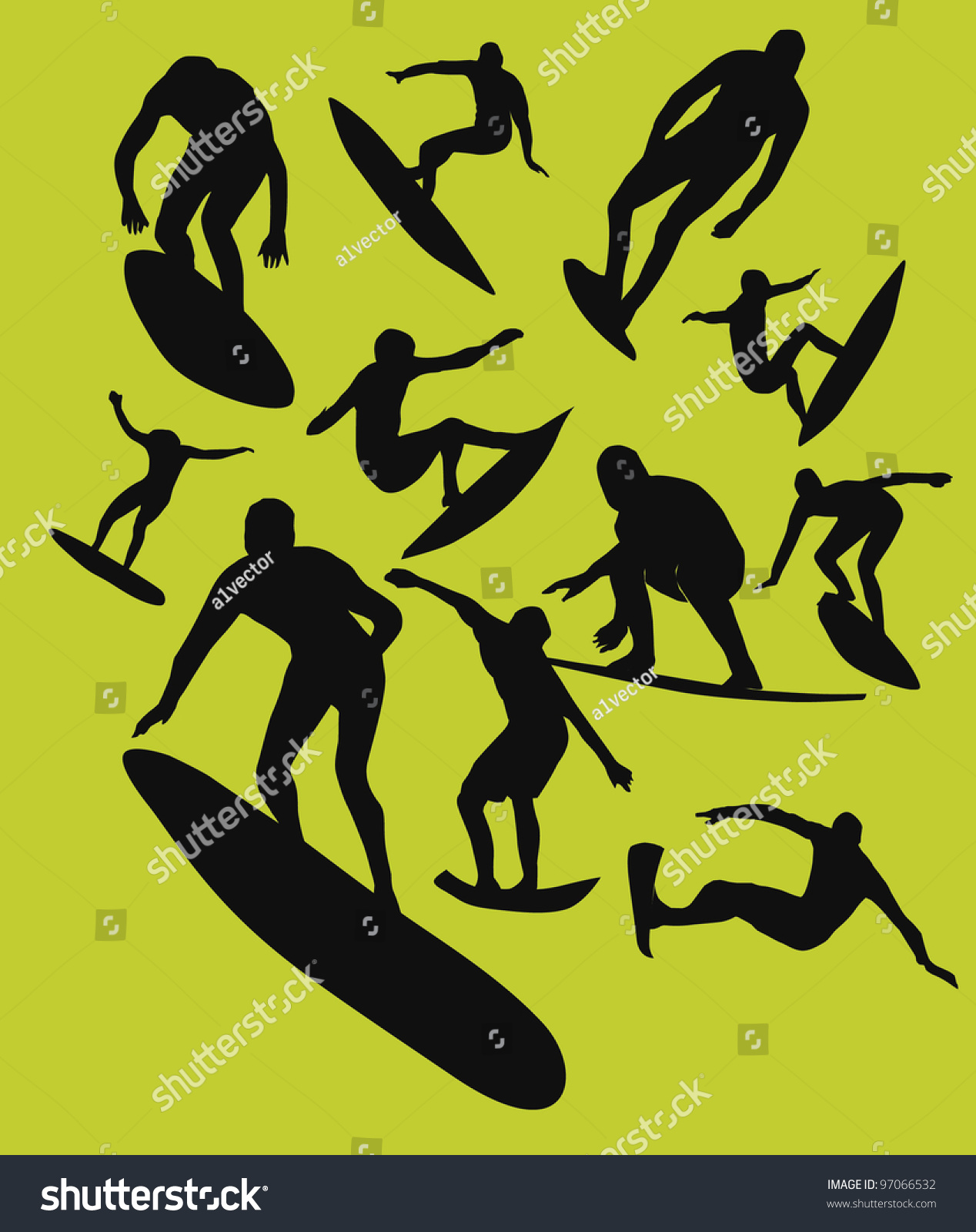 Surfer Silhouette Stock Vector (Royalty Free) 97066532