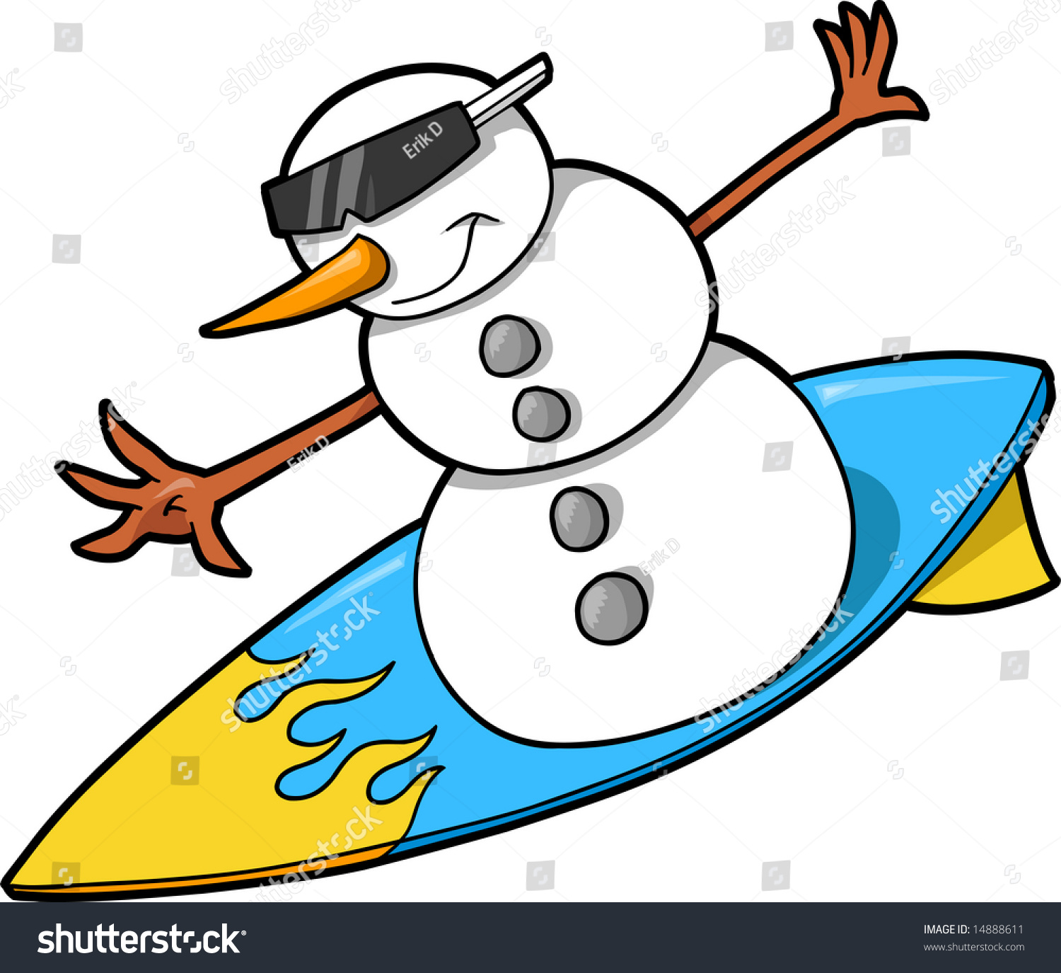Surfer Snowman Vector Illustration Stock Vector 14888611 - Shutterstock