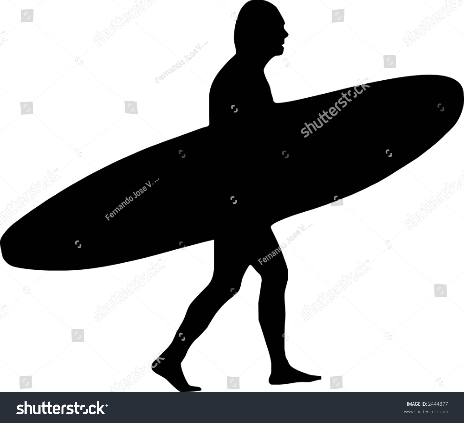 Surfer Longboard Stock Vector (Royalty Free) 2444877 | Shutterstock