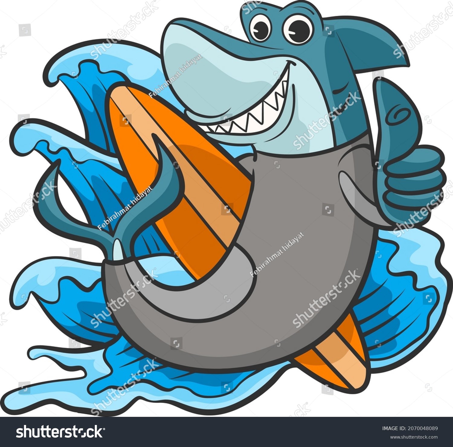 Surfing Shark Cartoon Fish Vector Stock Vector (Royalty Free ...