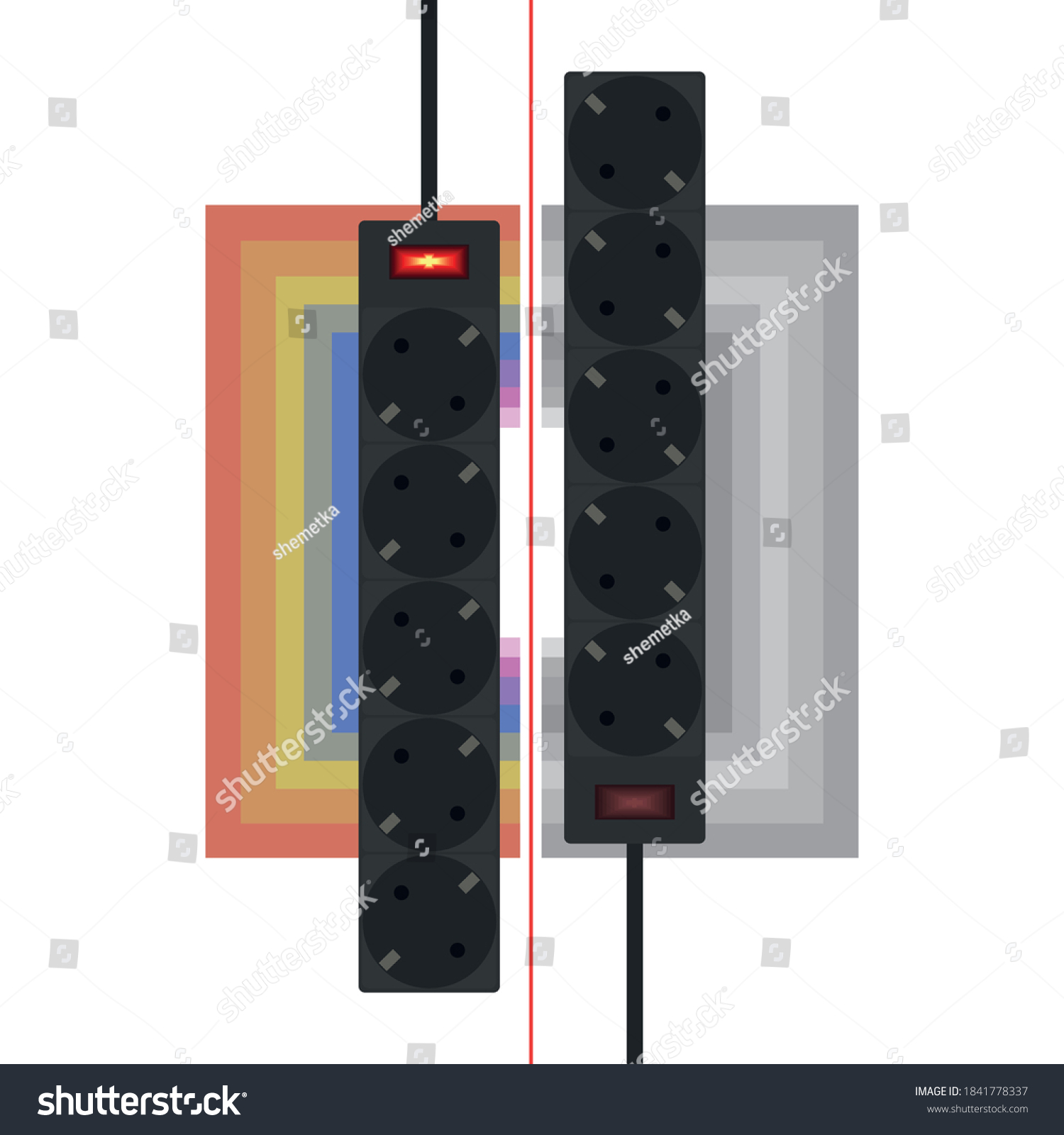 Surge Protector Vector Illustration 5 Outlets Stock Vector (Royalty ...