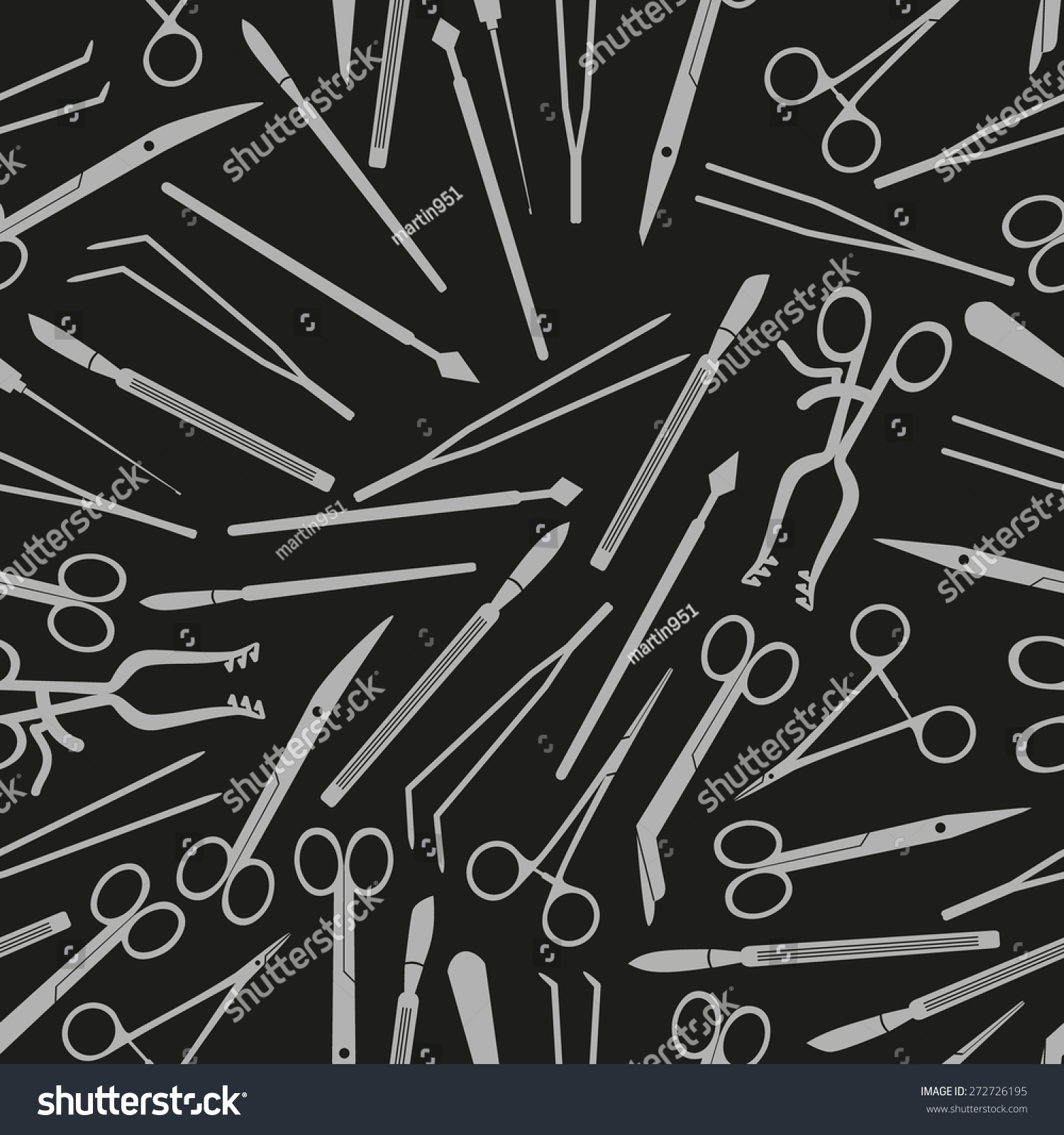 Surgical Instruments Tools Surgery Seamless Pattern Stock Vector ...