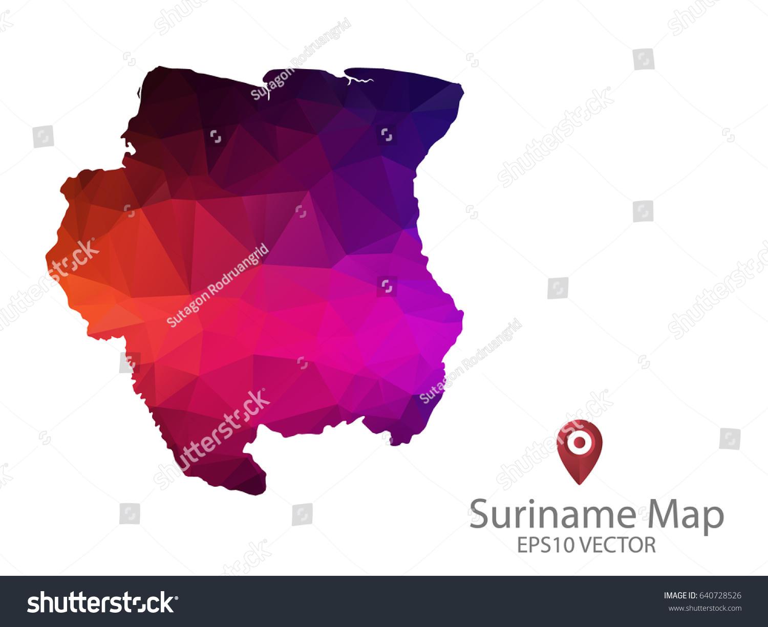 Suriname Map Polygon Colorful Vector Illustrator Stock Vector (Royalty ...