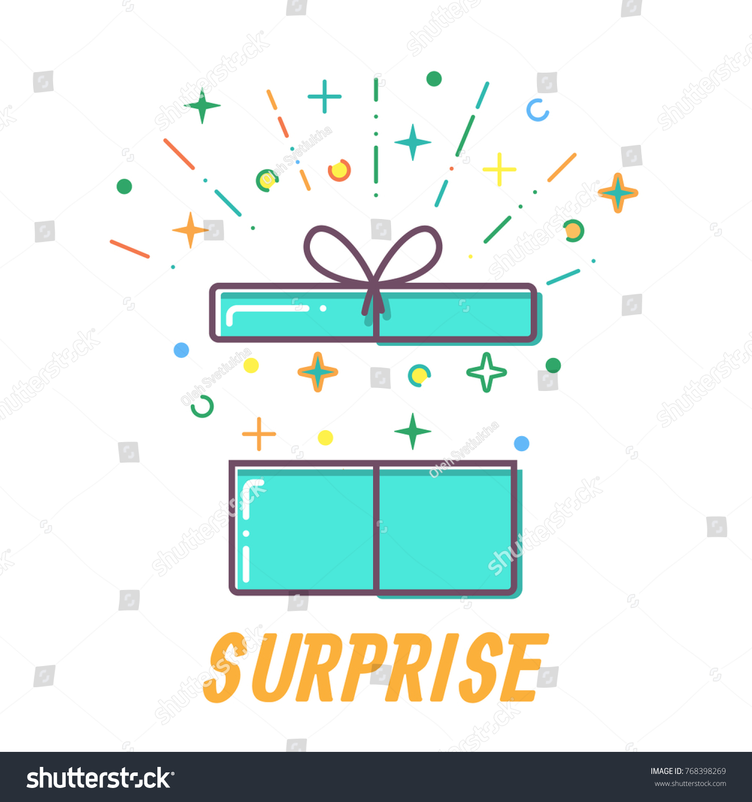 Surprise Flat Open Gift Box Vector Stock Vector (Royalty Free) 768398269