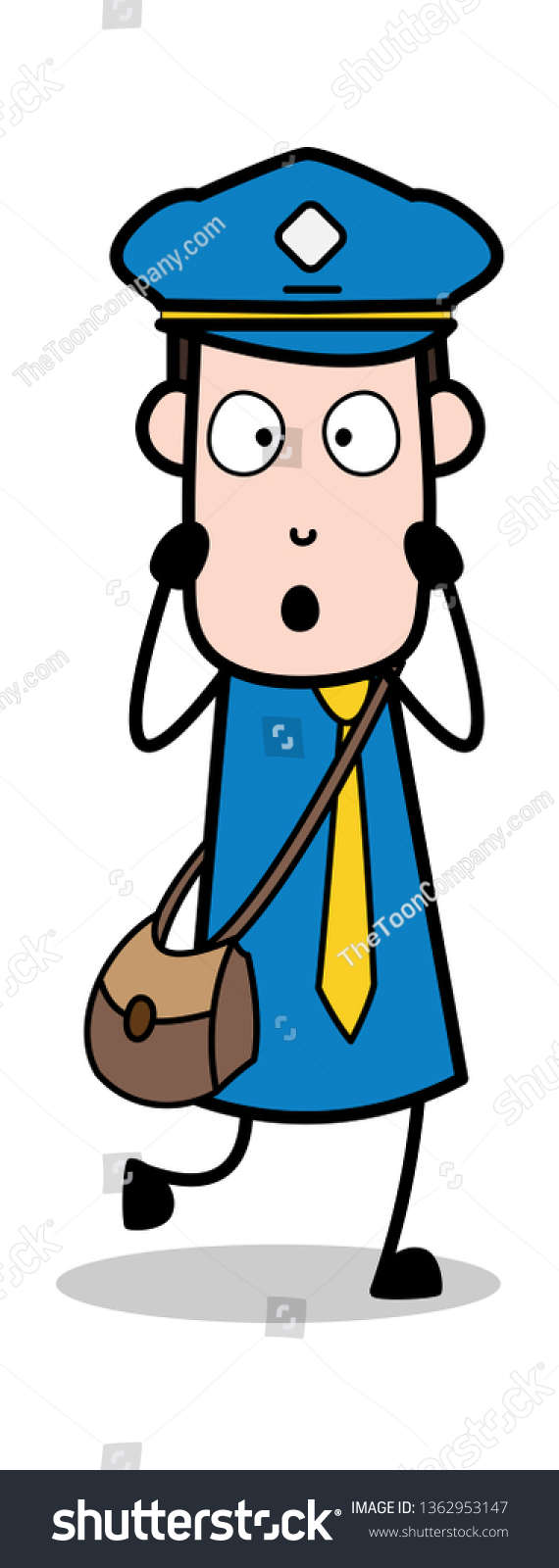 Surprised Face Expression Postman Cartoon Courier: เวกเตอร์สต็อก (ปลอด ...