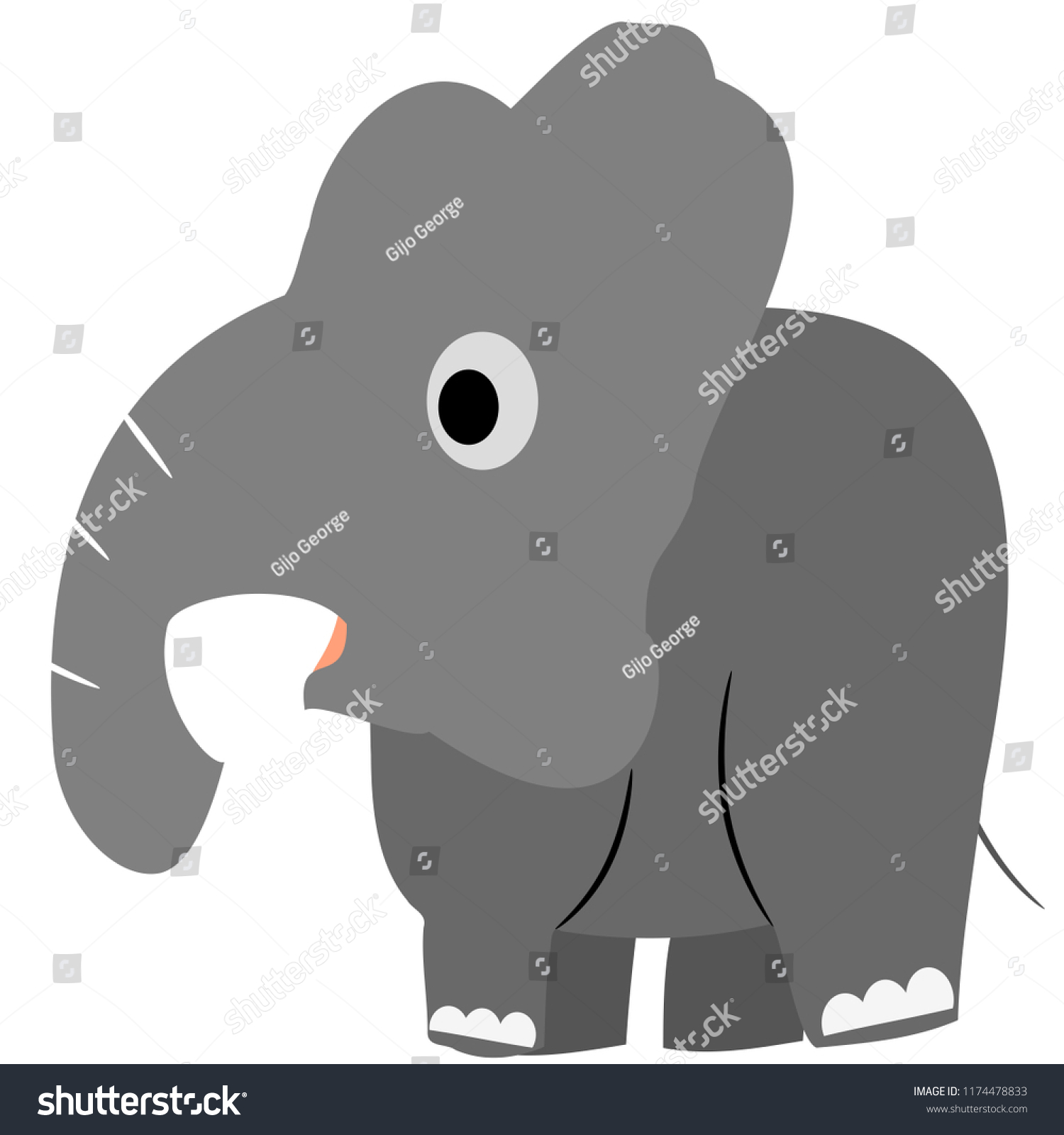 Surprised Looking Elephant Vector Illustration Stock Vector (Royalty ...