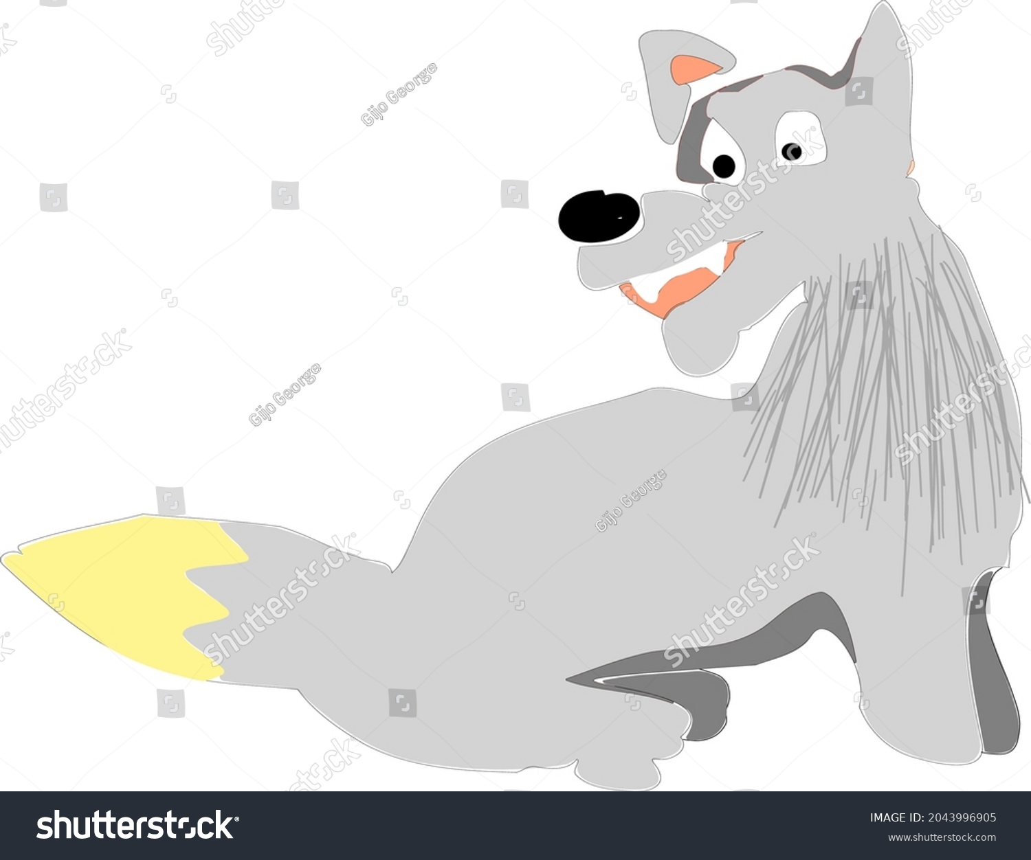 Surprised Wolf Turning Back Isolated Animal Stock Vector (Royalty Free ...