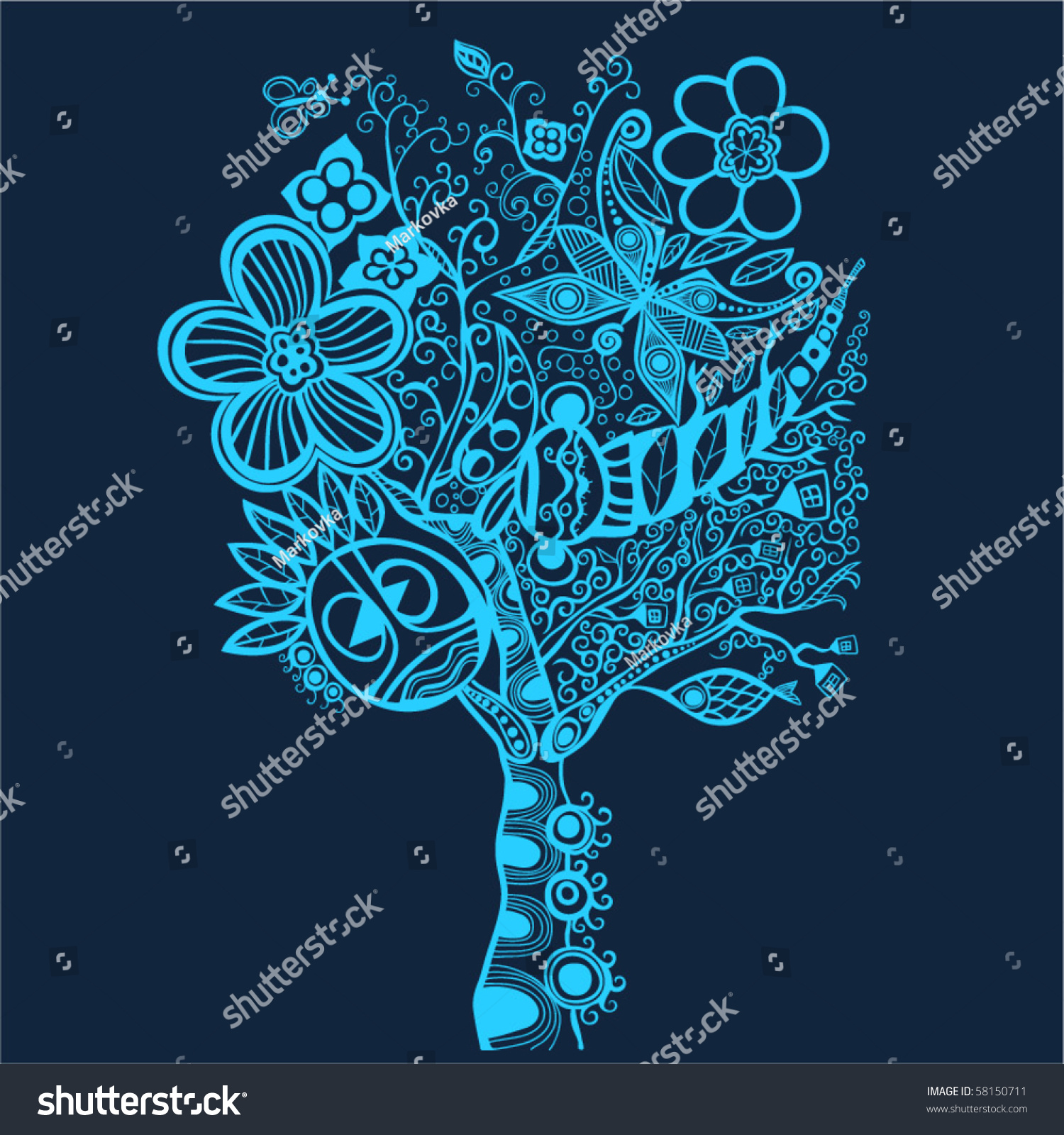 Surreal Abstract Tree Art Stock Vector Illustration 58150711 : Shutterstock