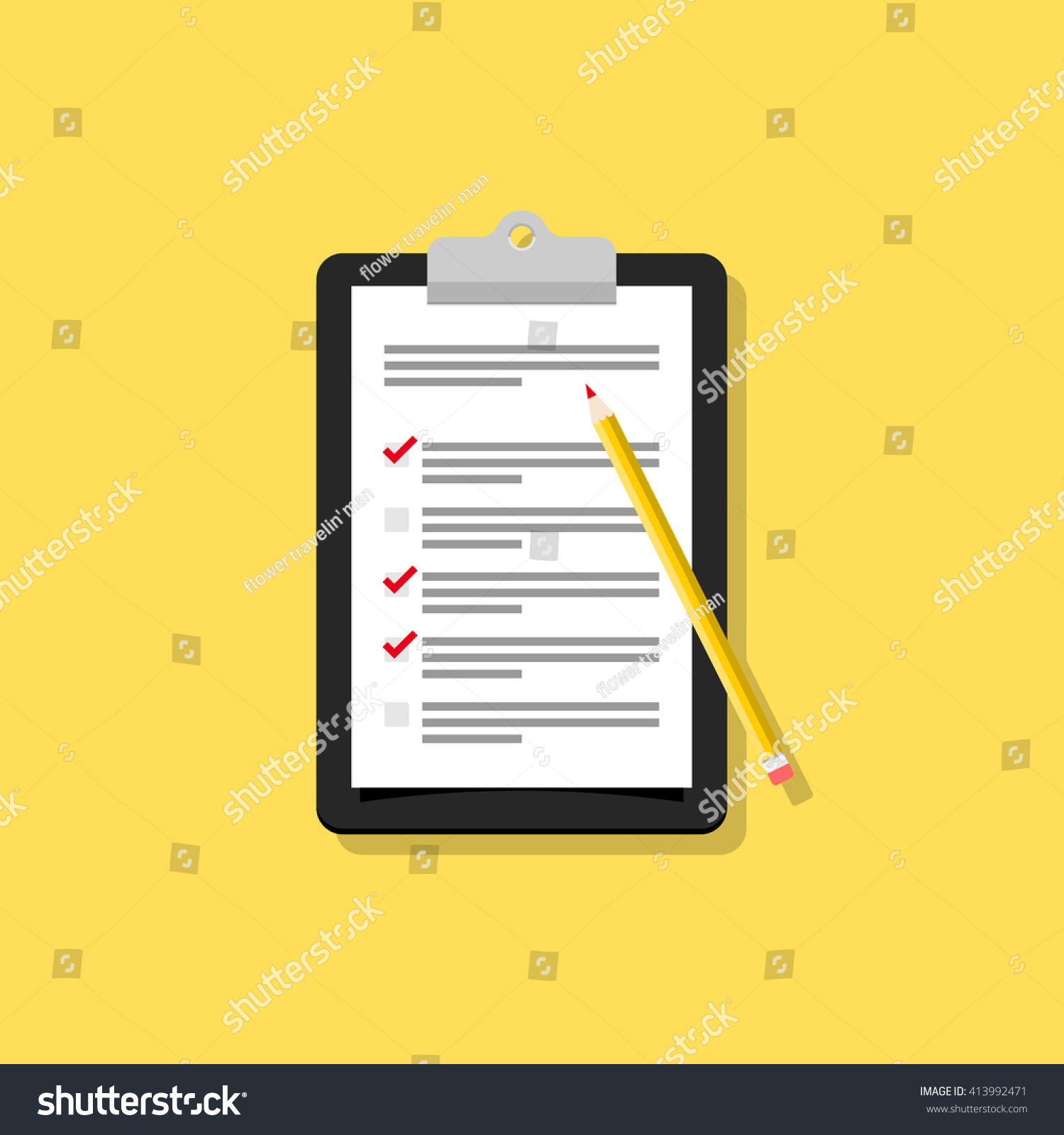 Survey Checklist Flat Design Illustration Stock Vector (Royalty Free ...