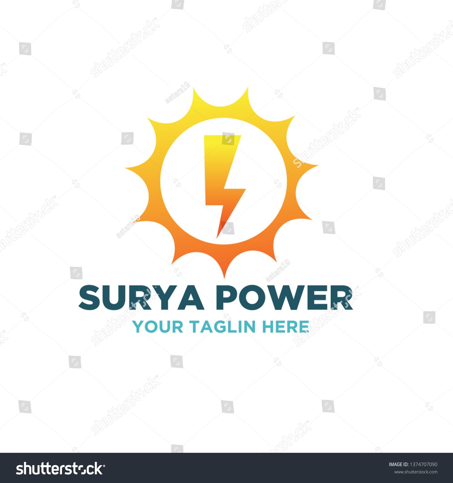 Surya Power Logo Designs Stock Vector (Royalty Free) 1374707090