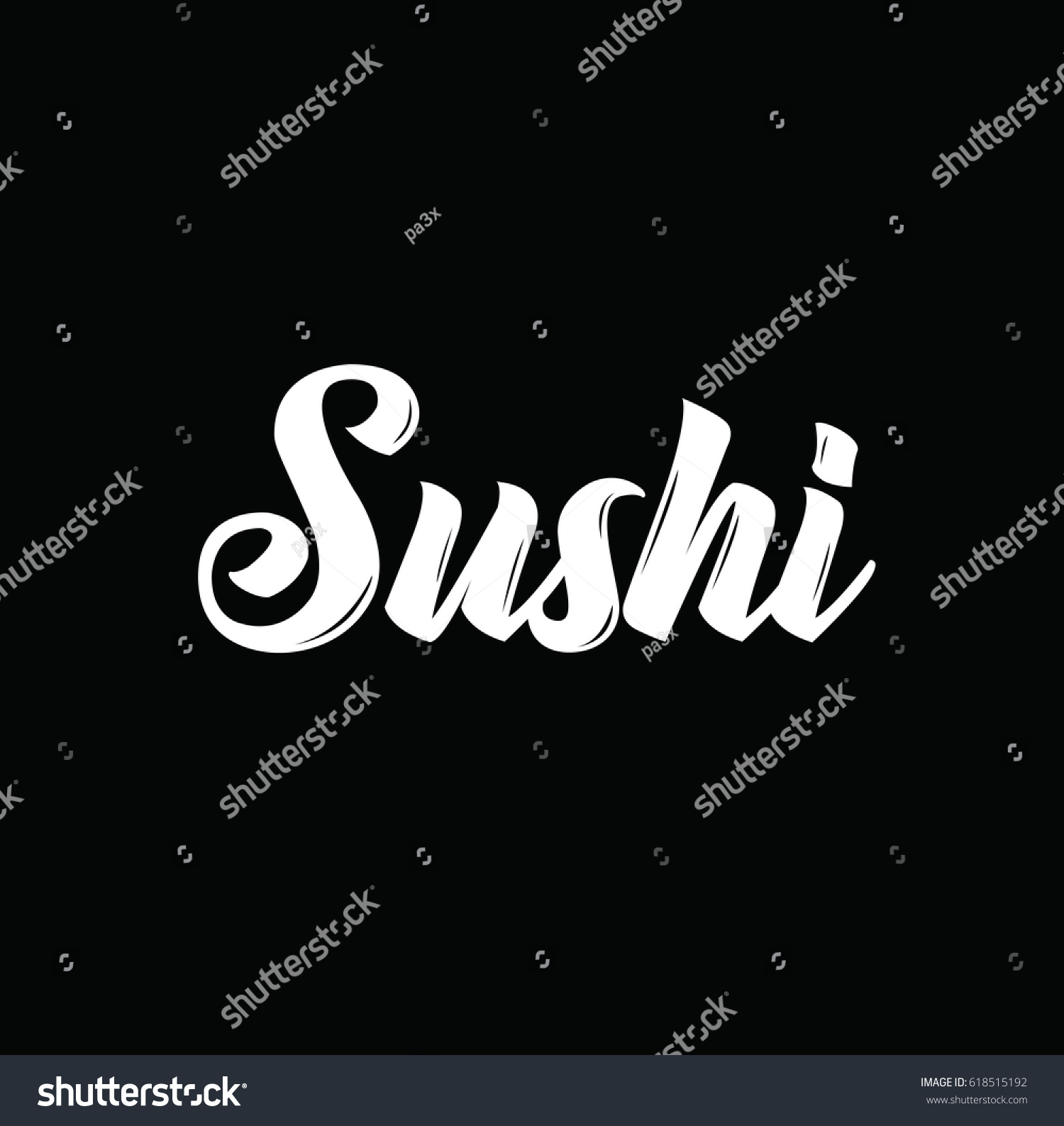Sushi Text Design Vector Calligraphy Typography: vector de stock (libre ...