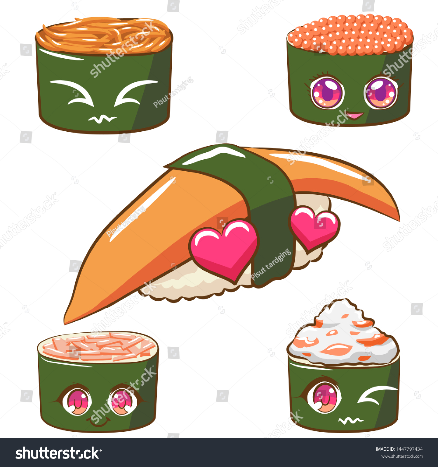 Sushi Vector Set Graphic Design Stock Vector (Royalty Free) 1447797434