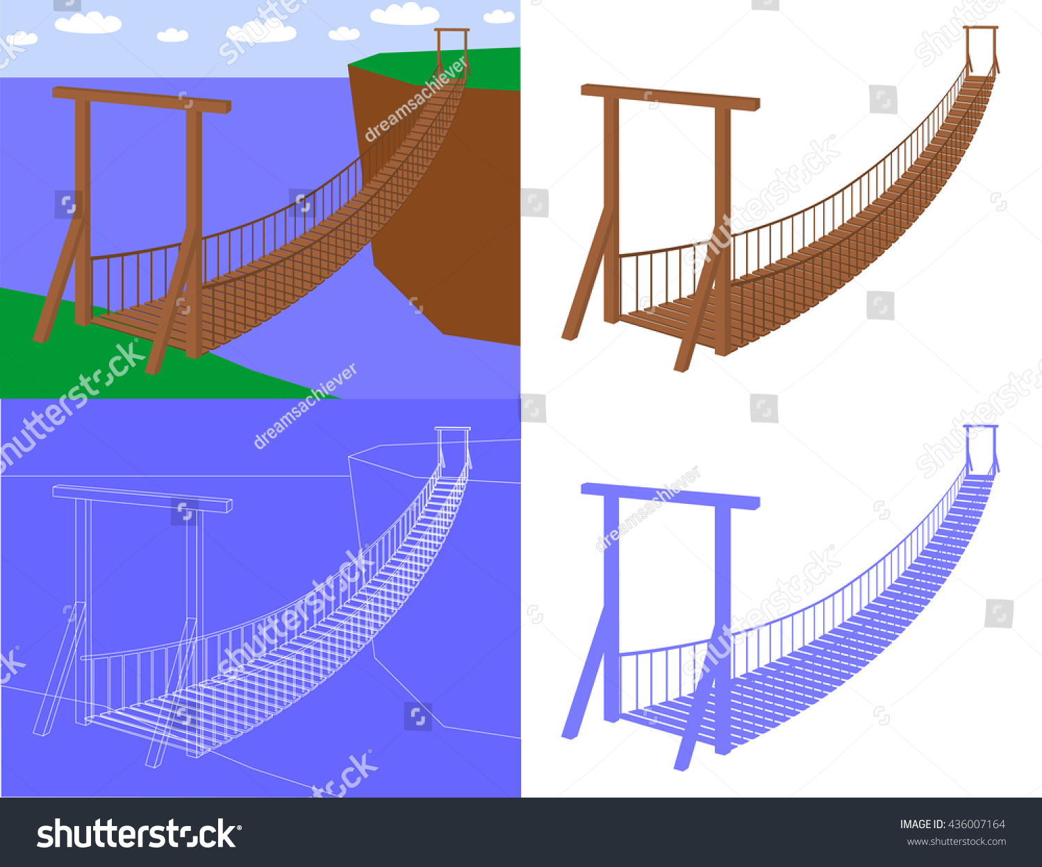 Suspension Bridge Perspective View Vector Stock Vector (Royalty Free ...