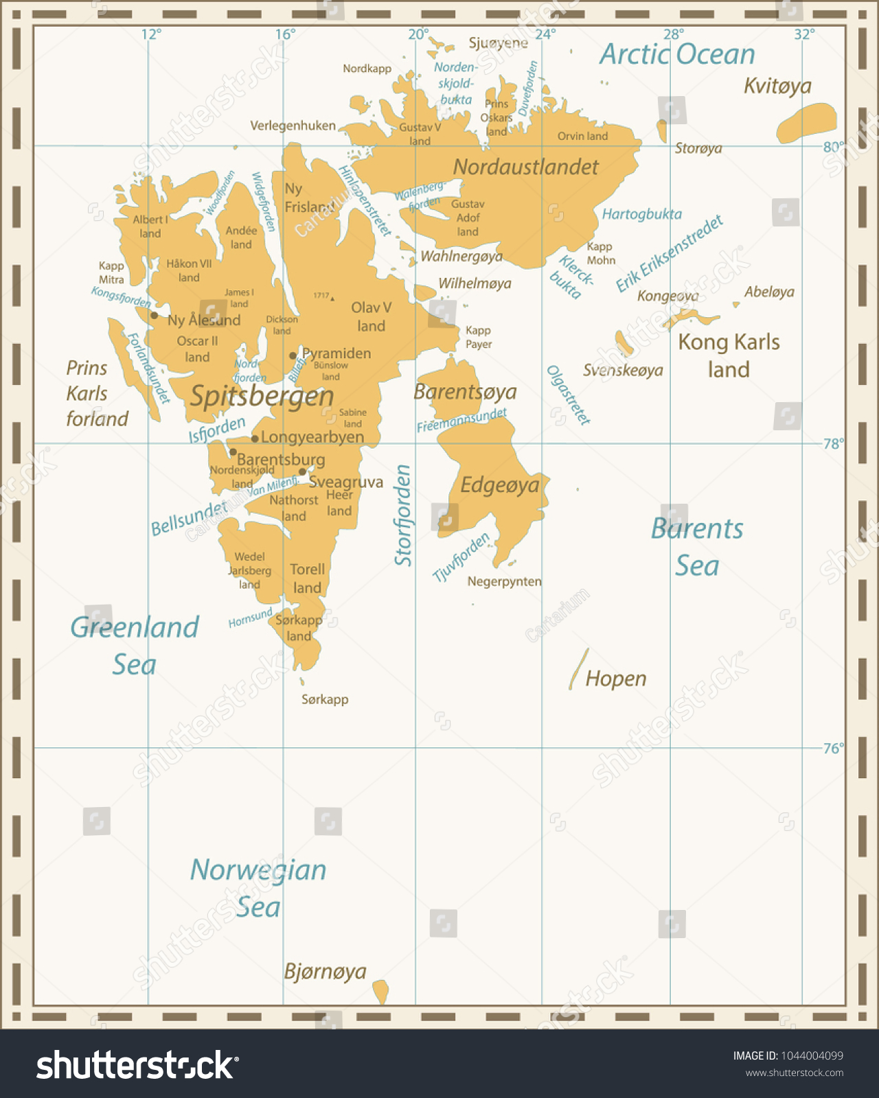 Svalbard Map Retro Colors Vector Illustration Stock Vector (Royalty ...