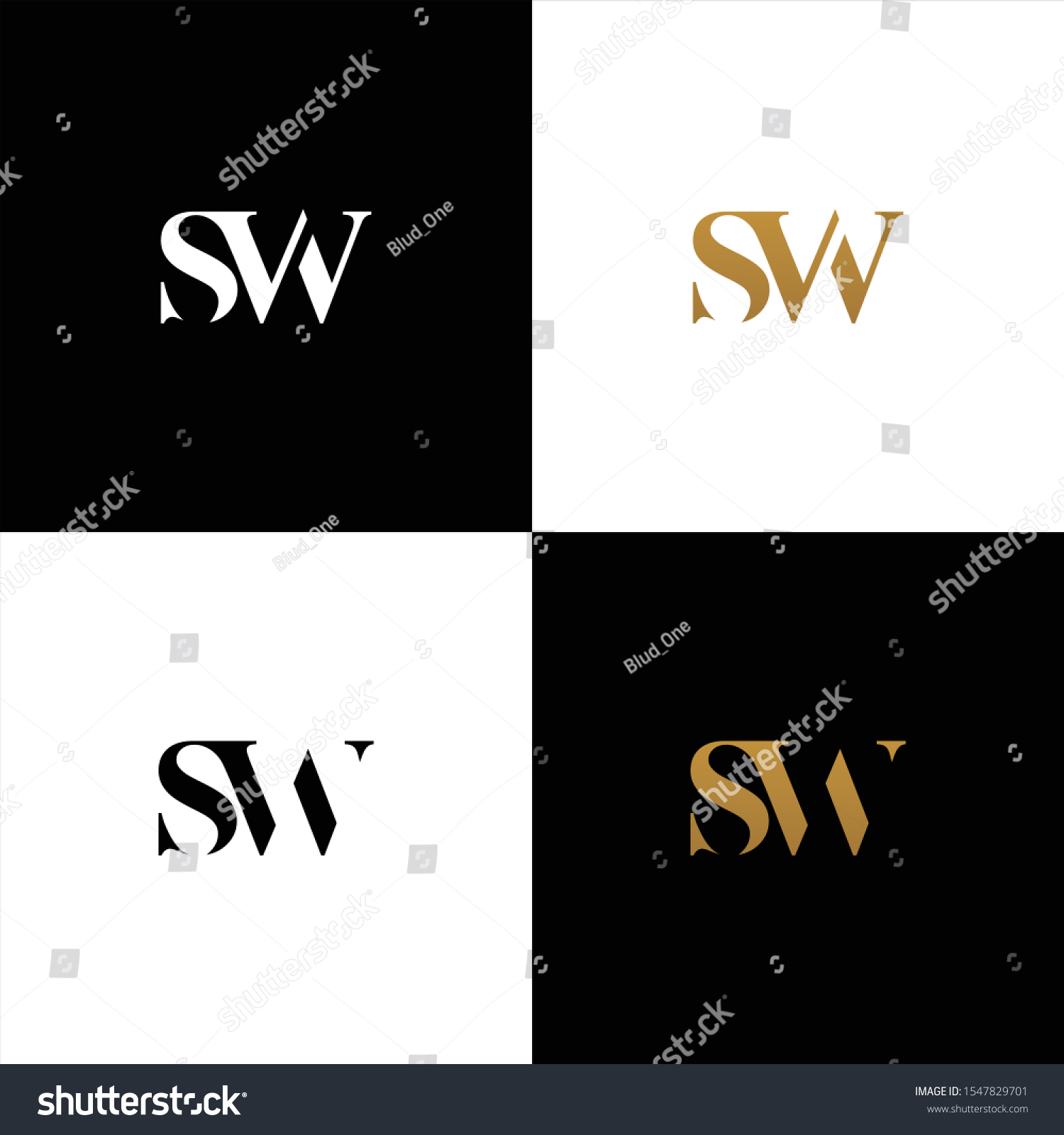 Sw Letter Logo Design Template Vector 스톡 벡터(로열티 프리) 1547829701